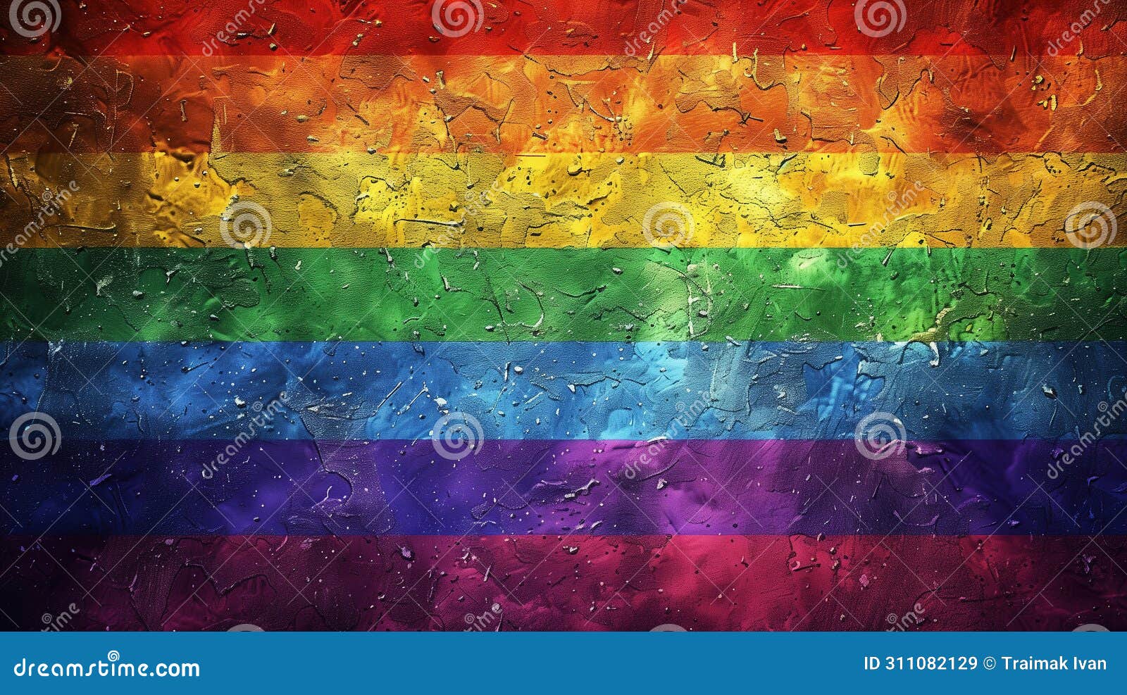 Rainbow Flag with Rain Drops. Generative AI Stock Image - Image of ...