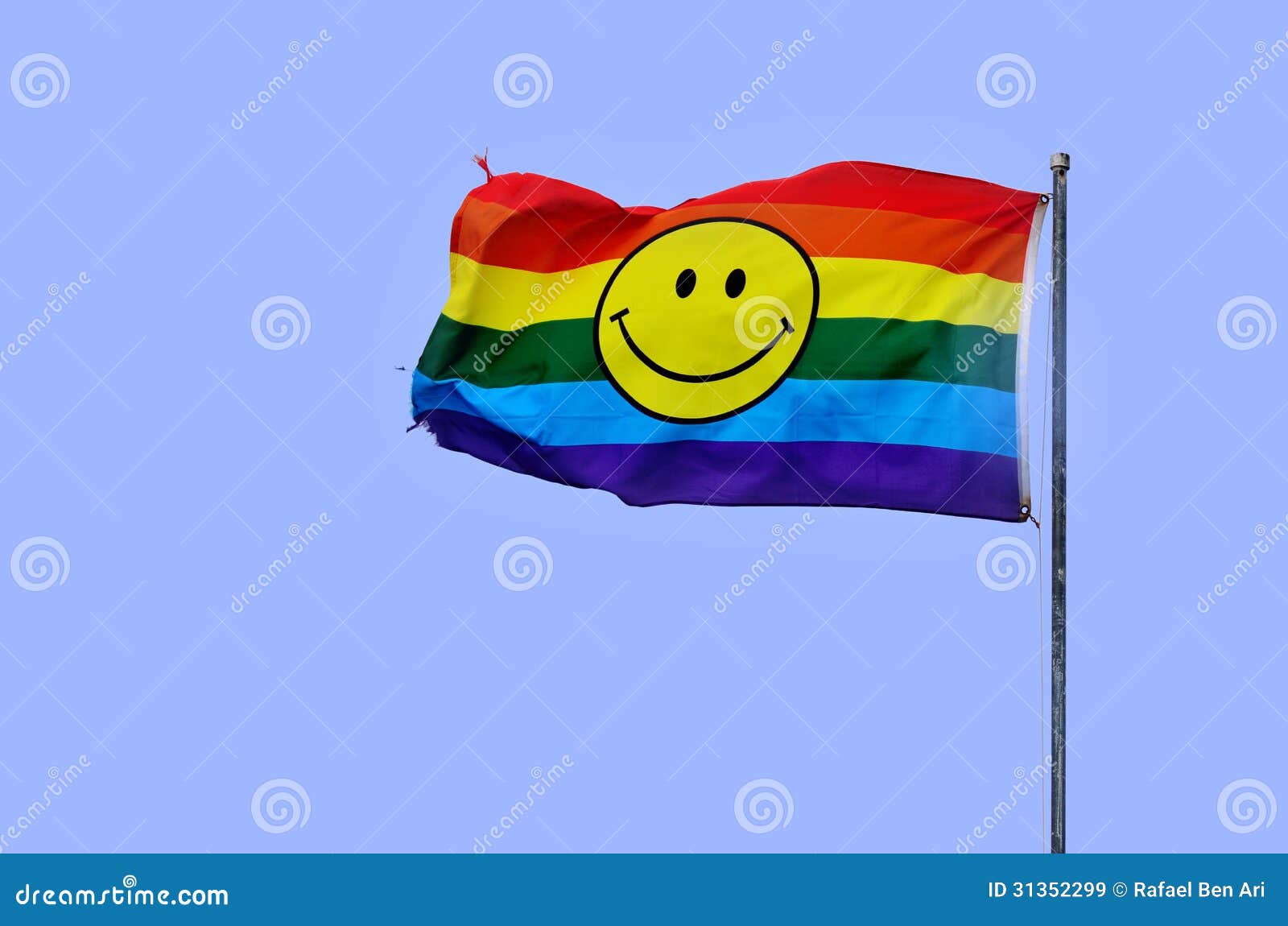 Rainbow Flag With Smiley Face Stock Image | CartoonDealer.com #31352299