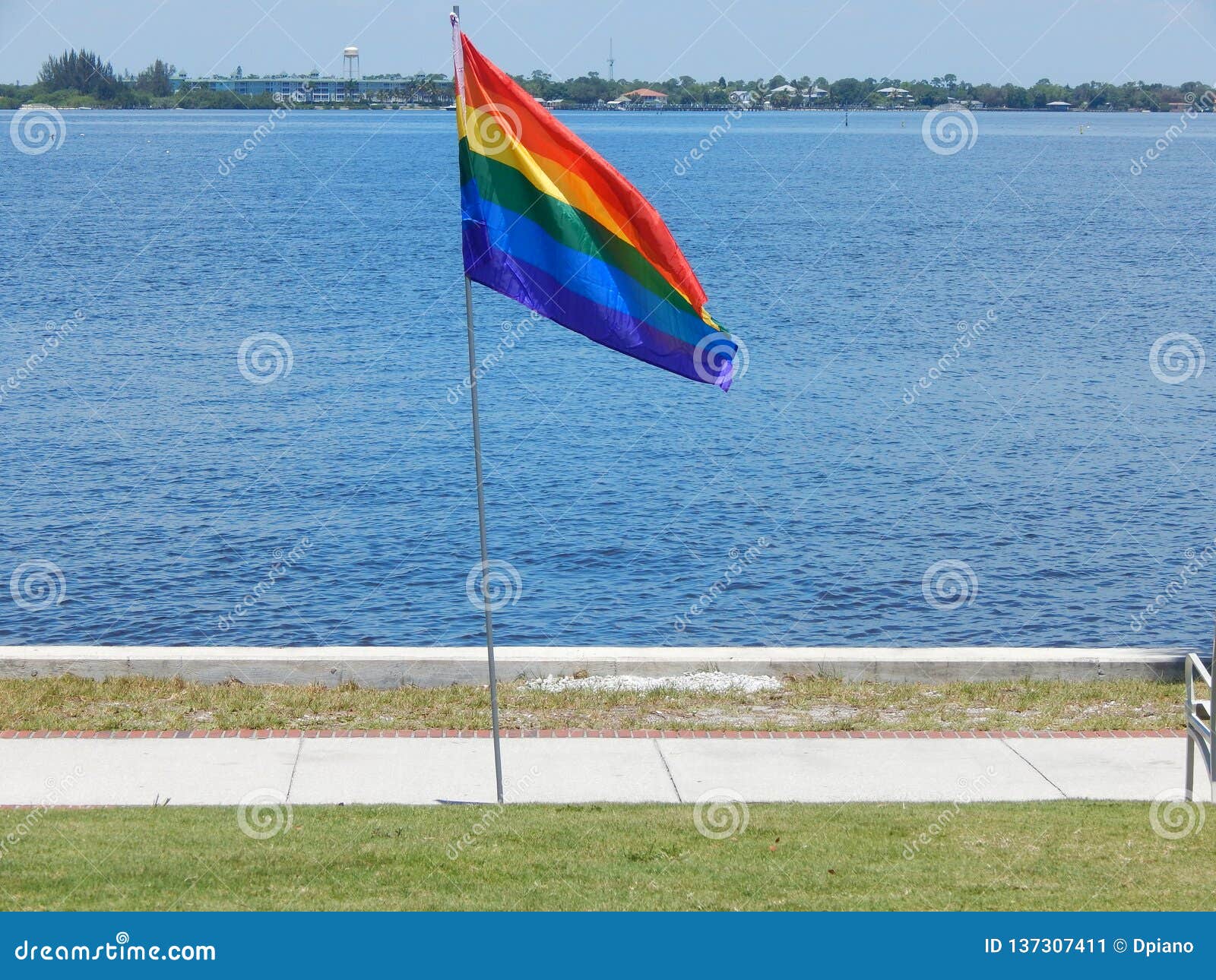 Rainbow flag waving stock image. Image of flag, waving - 137307411