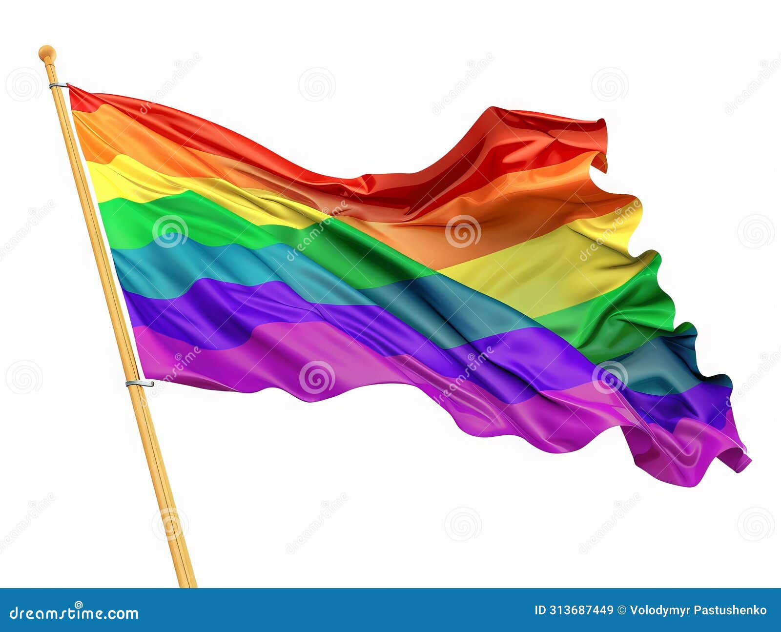 A Rainbow Flag Waving in the Wind Stock Image - Image of color, cutout ...
