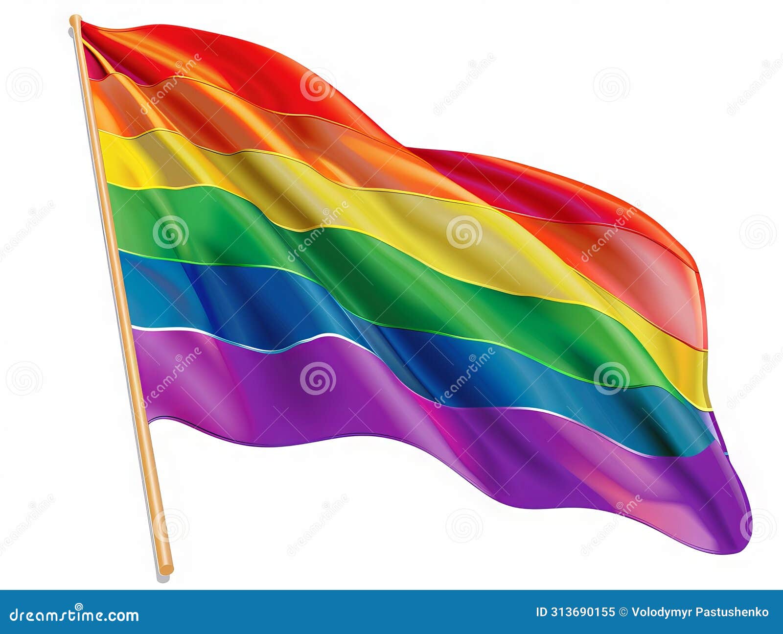 A Rainbow Flag Waving in the Wind Stock Image - Image of waving, color ...