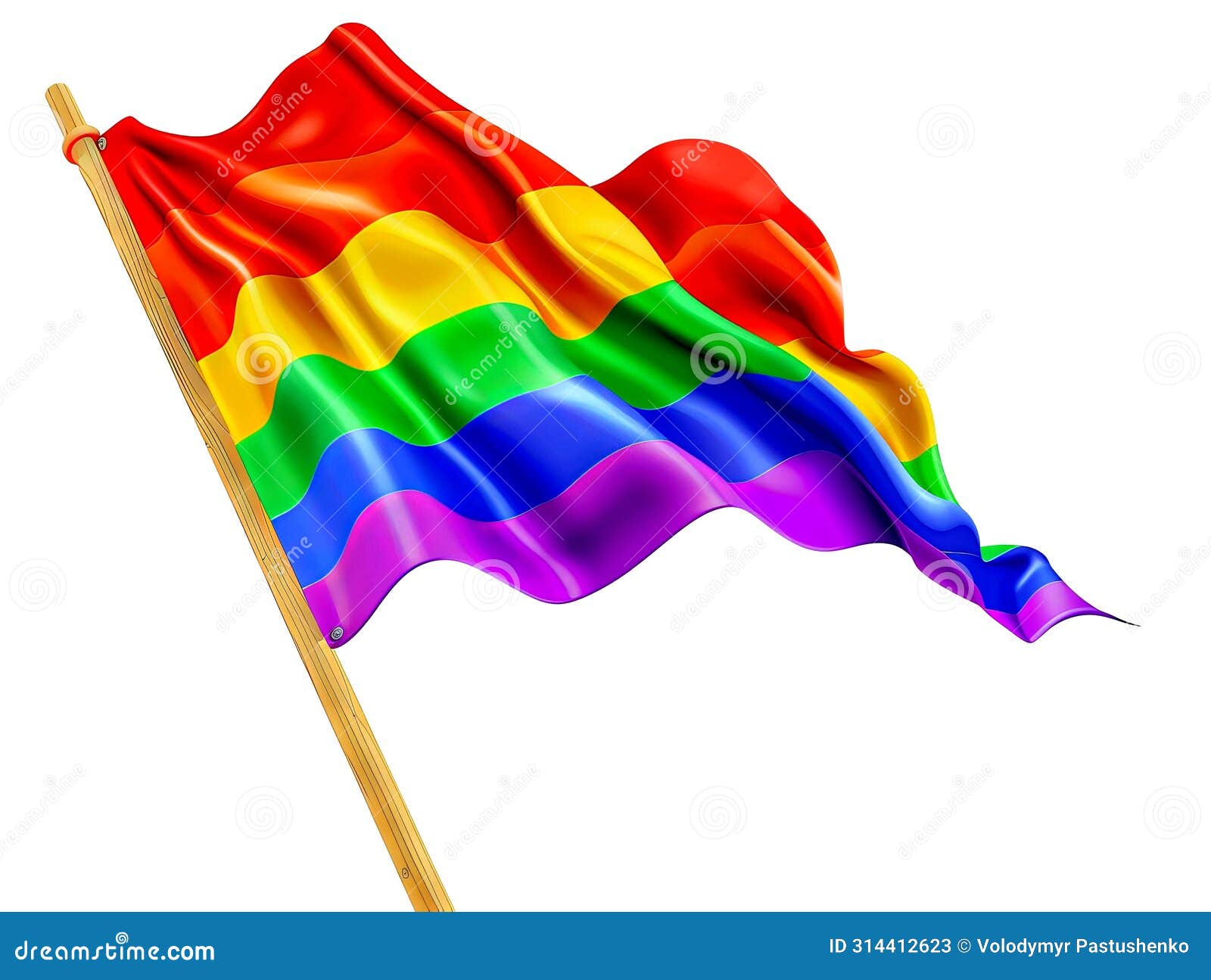 A Rainbow Flag Waving in the Wind Stock Image - Image of color, waving ...