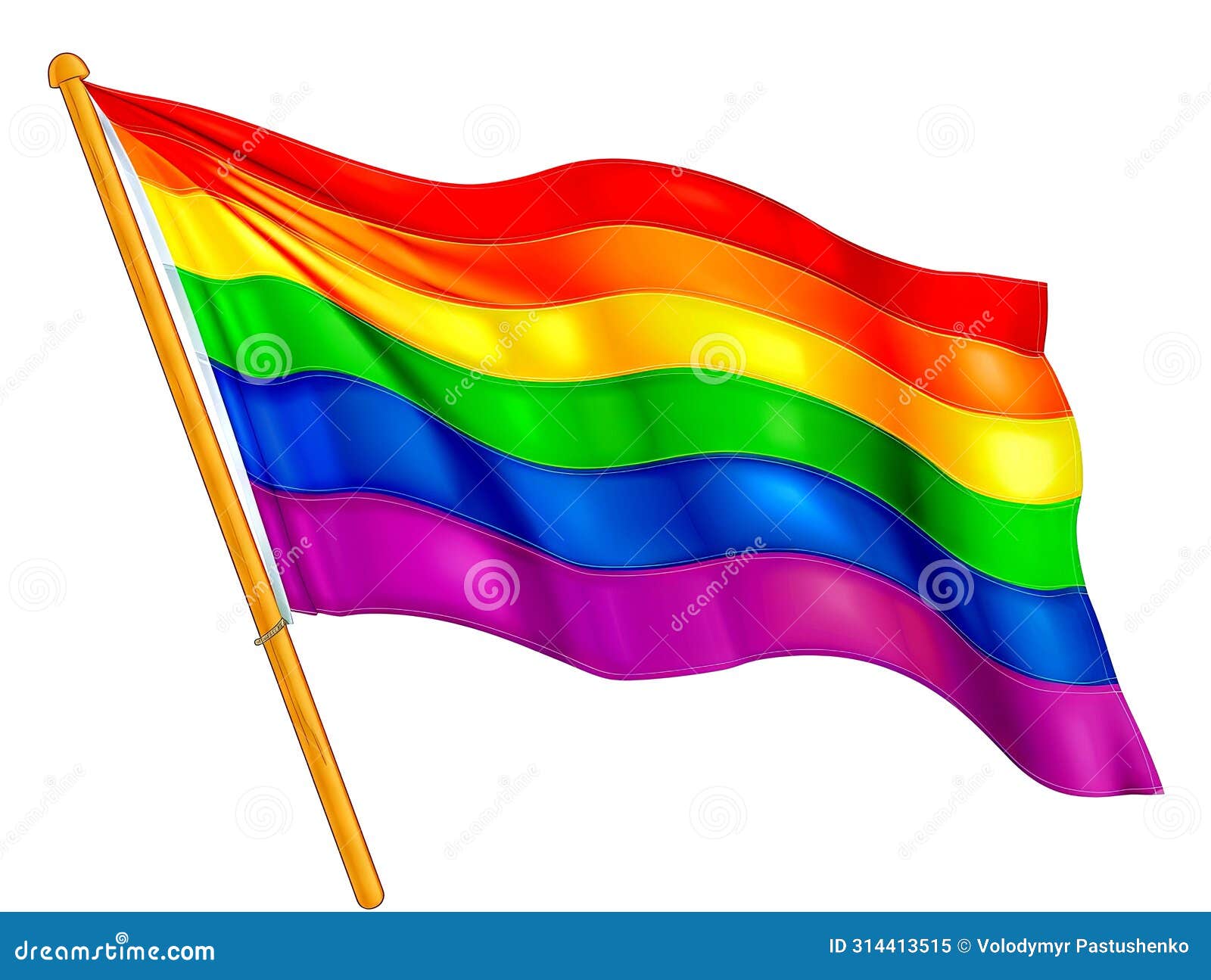 A Rainbow Flag Waving in the Wind Stock Image - Image of generated ...