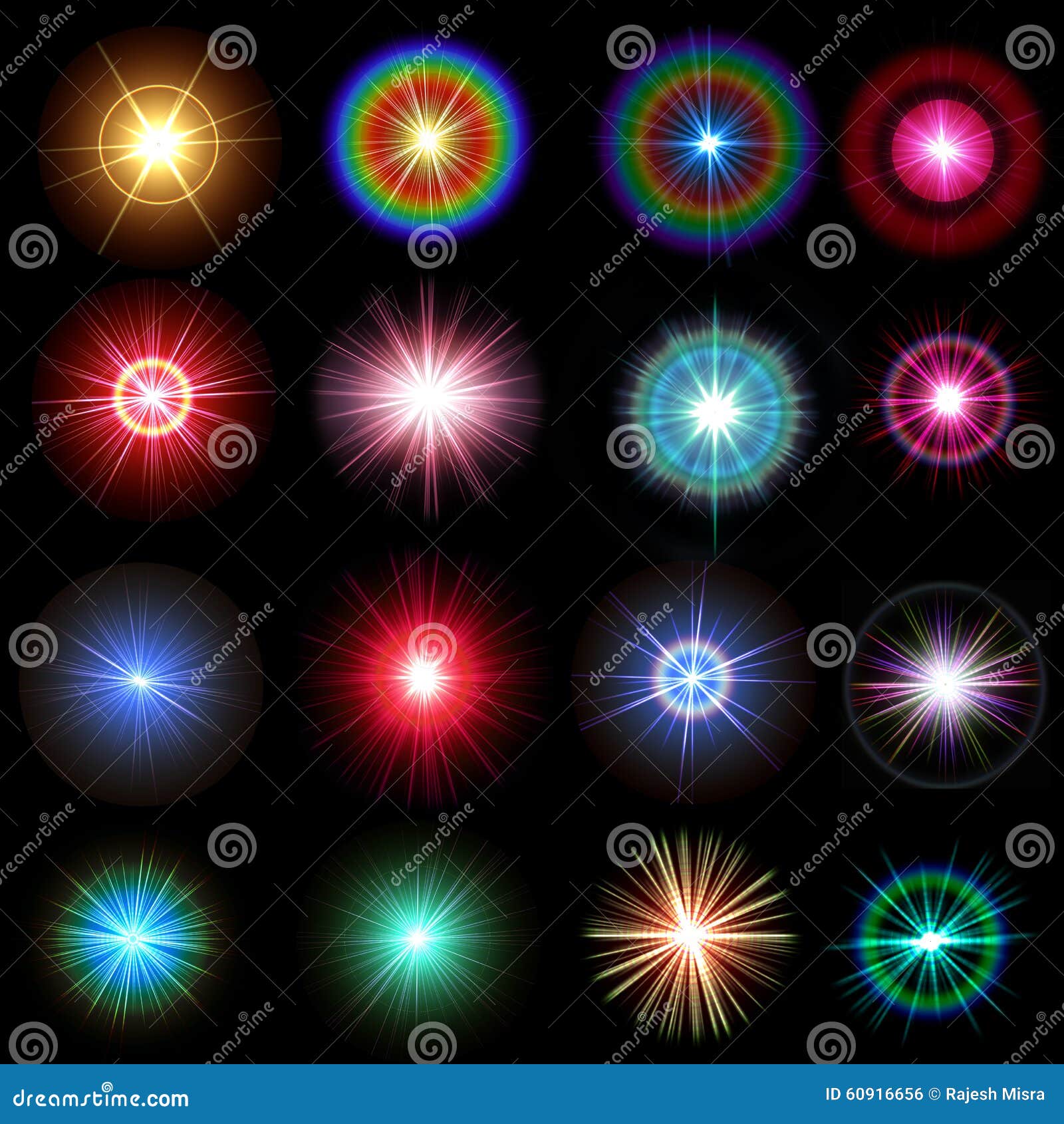 Rainbow flares stock illustration. Illustration of spikes - 60916656