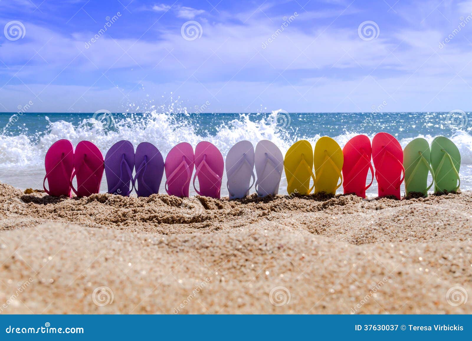 Rainbow Flip Flops stock image. Image of lifestyle, scene - 37630037