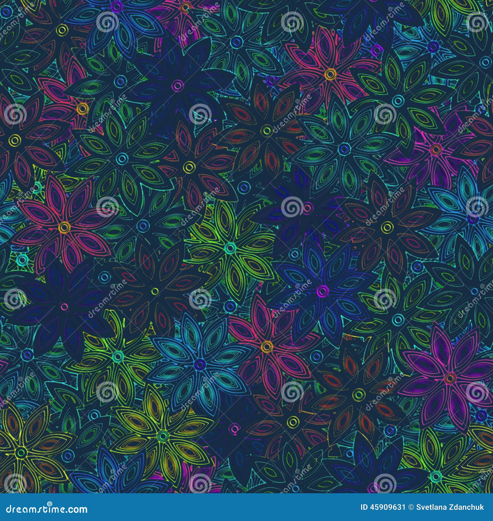 Rainbow Flower Seamless Pattern Stock Illustration - Illustration of ...