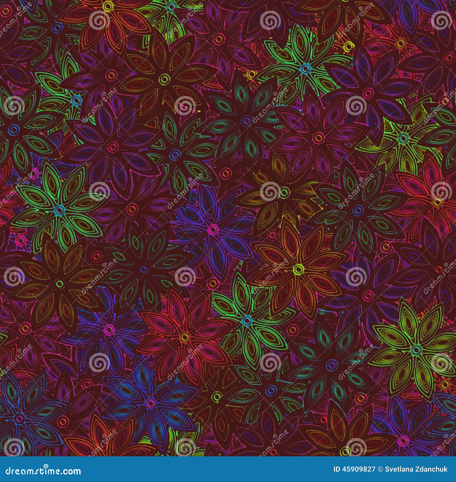 Rainbow Flower Seamless Pattern Stock Illustration - Illustration of ...