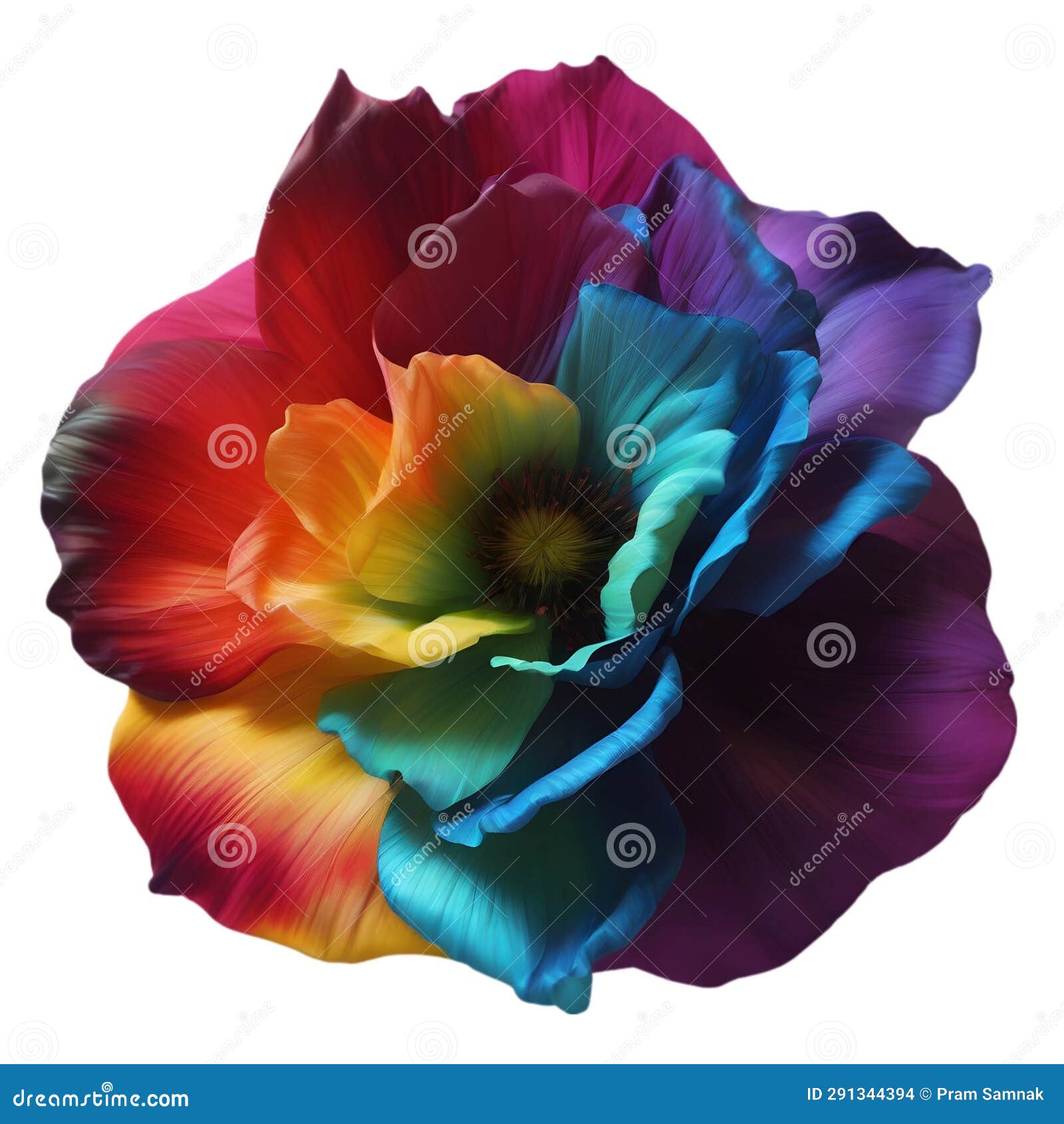 Rainbow Flowers With Vortex Liquid Effect. AI-Generated. Stock Photo ...