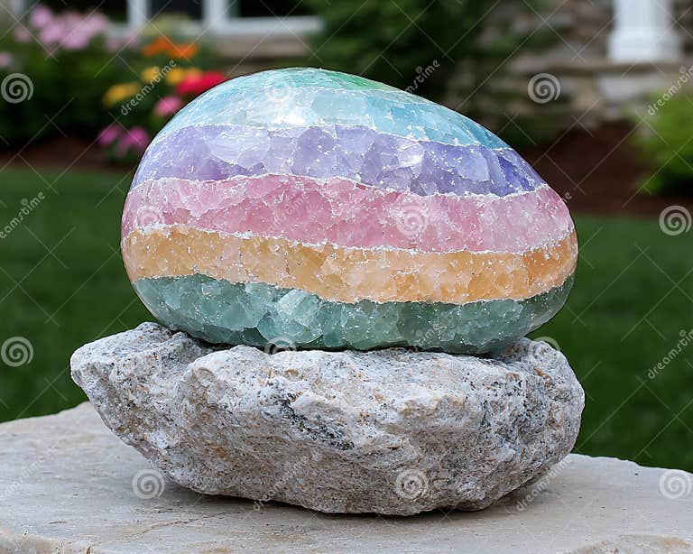 Rainbow Fluorite Geode on a Rock Stock Illustration - Illustration of ...