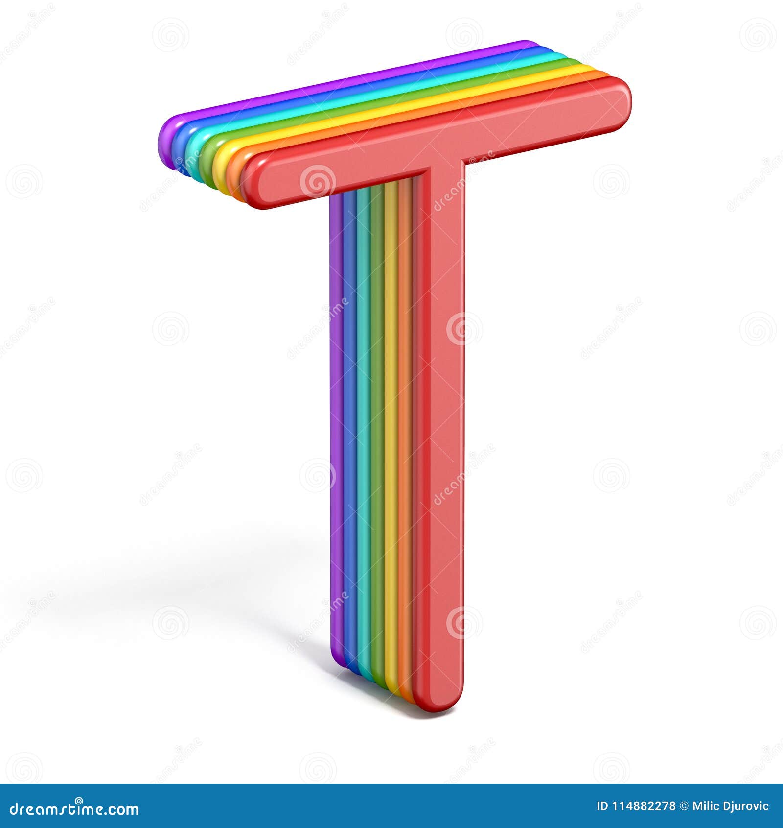 Rainbow font letter T 3D stock illustration. Illustration of decorative ...