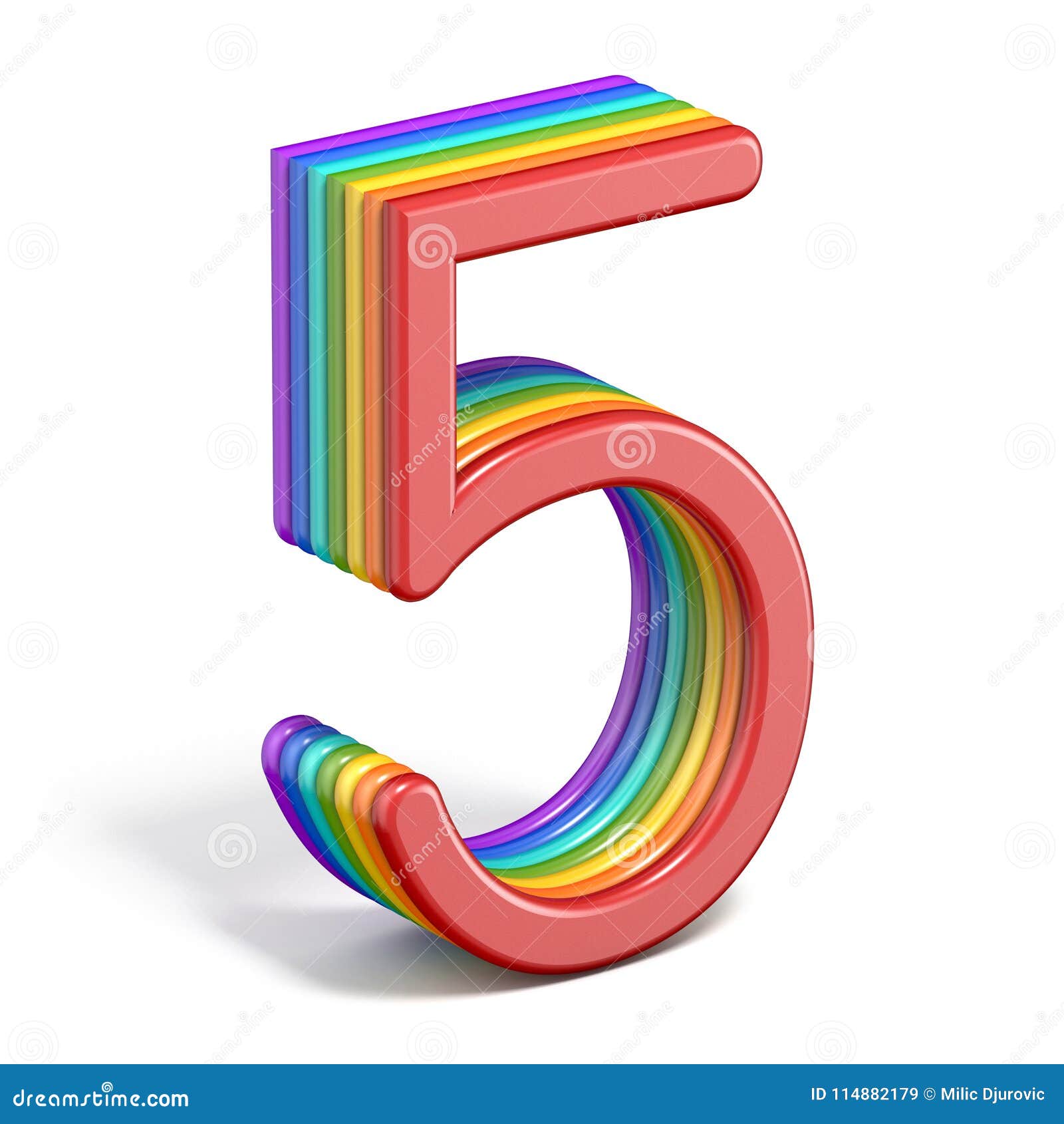 Rainbow Font Number 5 FIVE 3D Stock Illustration - Illustration of ...