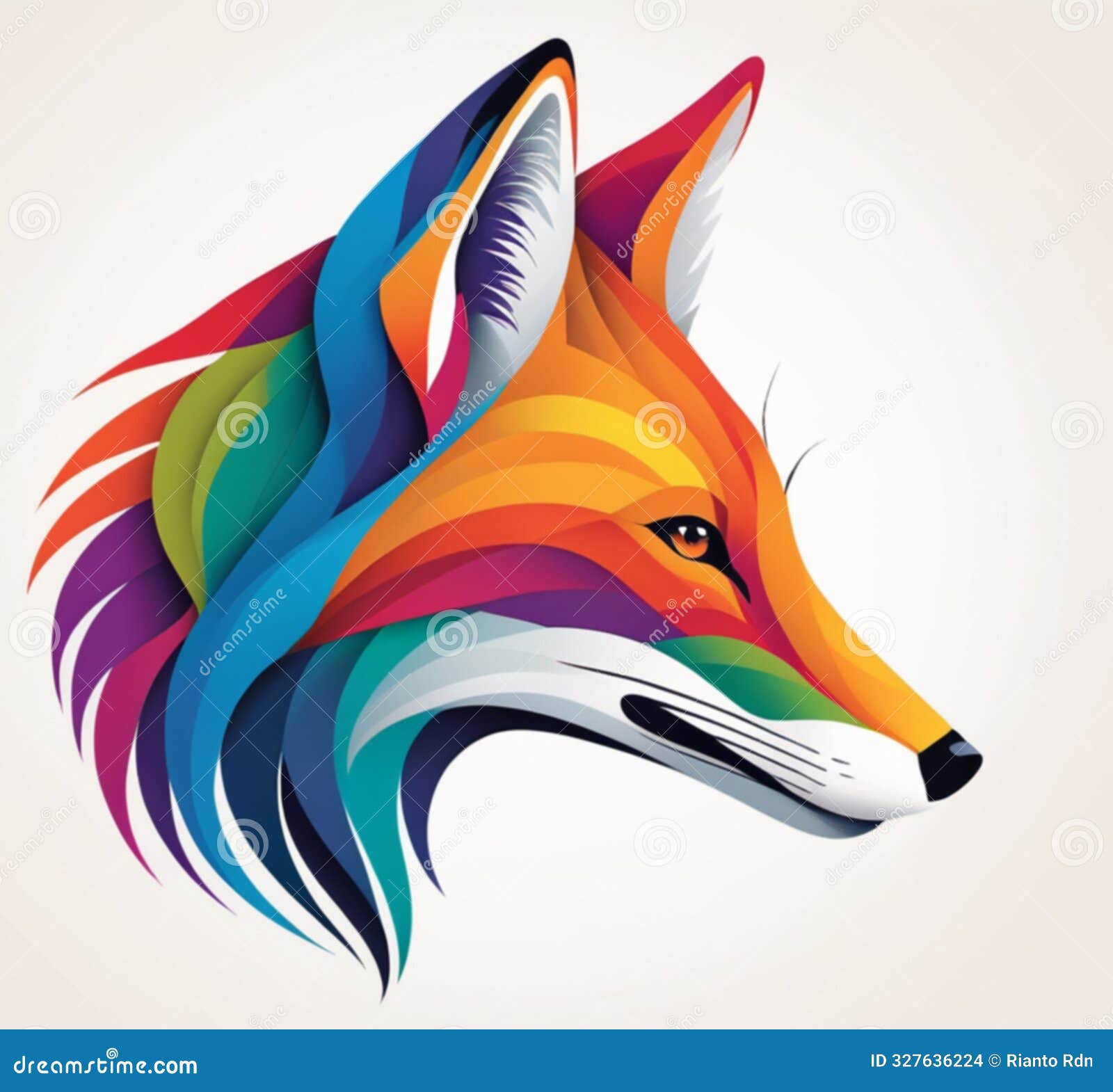 Rainbow Fox: the Abstract Charm of the Cunning Creature Stock ...