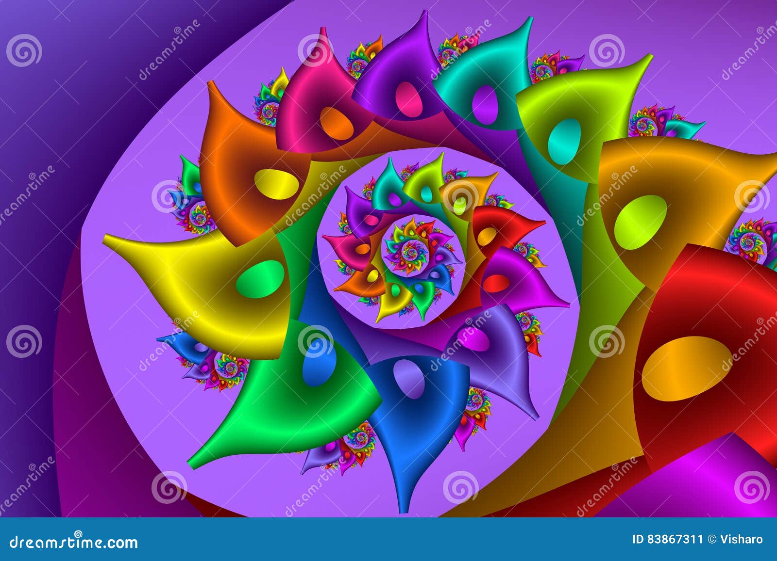 Rainbow fractal spiral stock illustration. Illustration of coloured ...