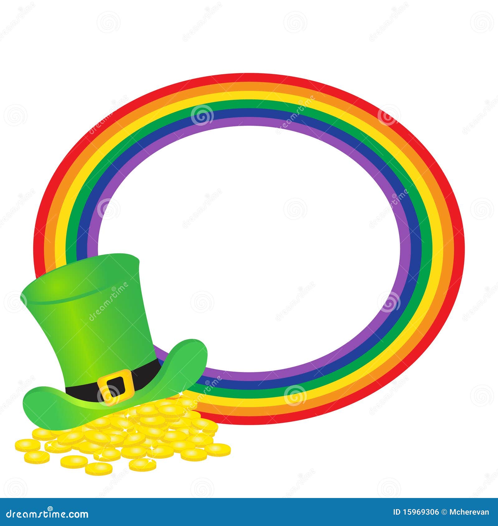 Rainbow Frame with Gold Clover Stock Illustration - Illustration of ...