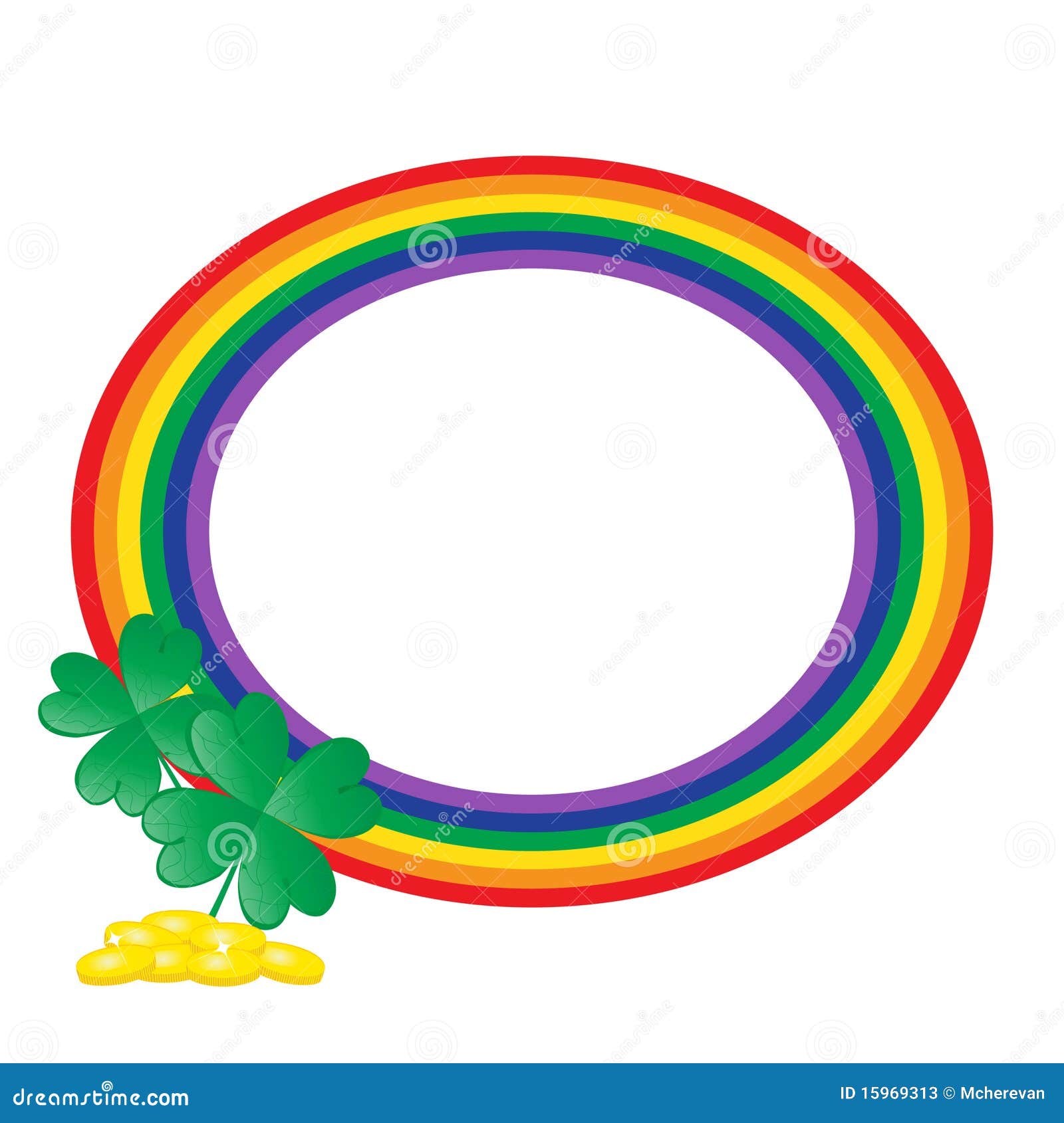 Rainbow Frame with Gold Clover Stock Illustration - Illustration of ...