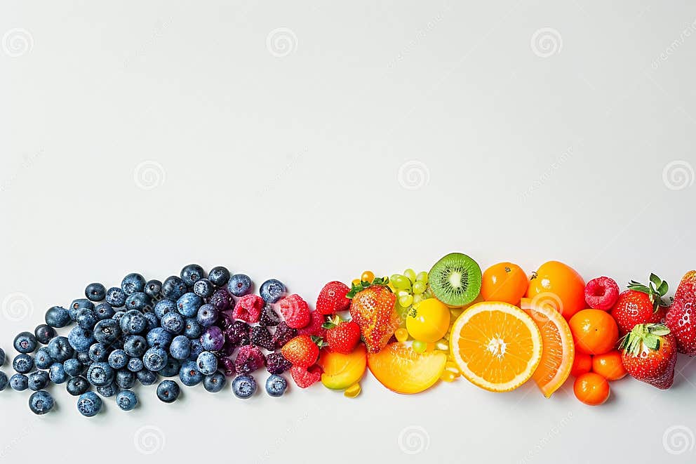 Rainbow of Fresh Fruit stock photo. Image of natural - 332604802