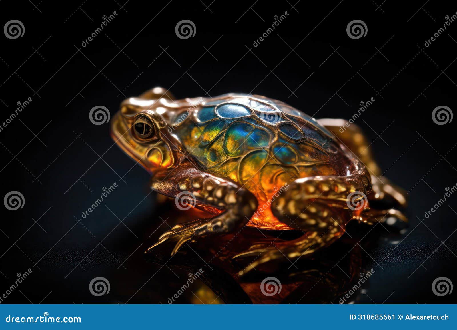 Rainbow Frog Figurine on a Dark Background Stock Image - Image of stone ...