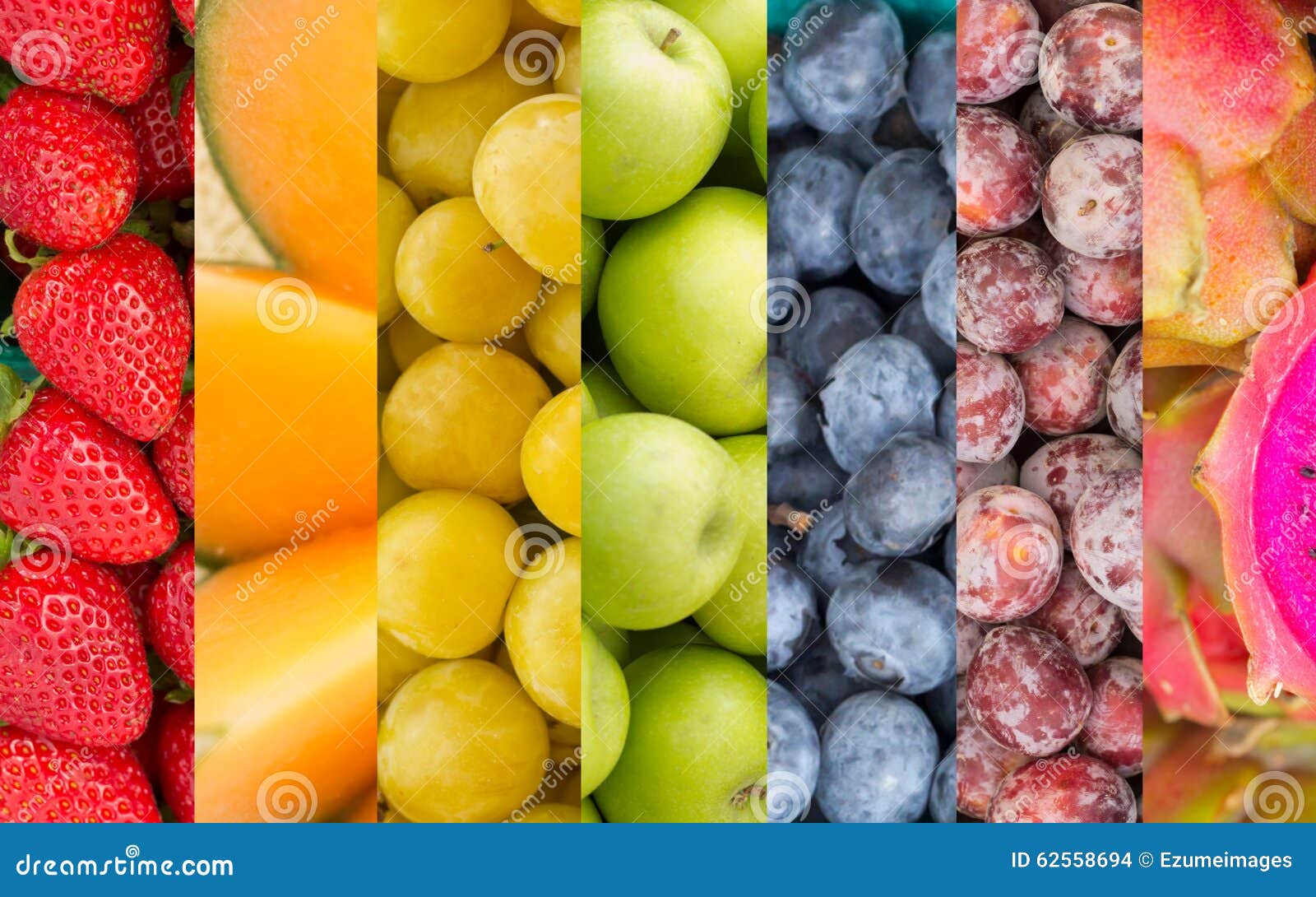 Rainbow Fruits and Vegetables Collage Stock Photo - Image of plums ...