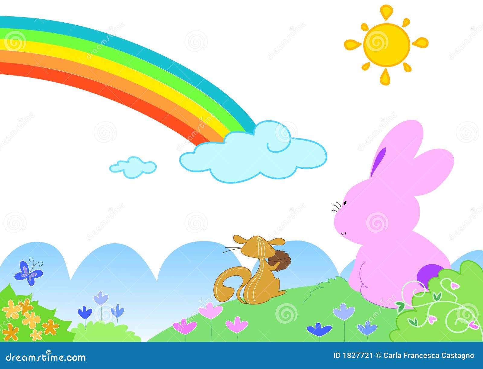 Rainbow with Funny Animals - Vector Illustration Stock Vector ...