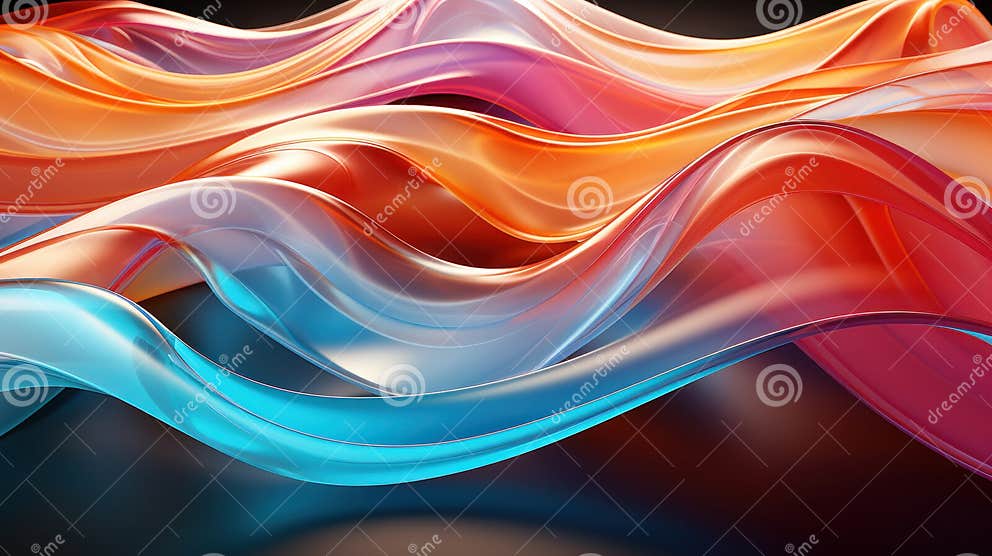 Rainbow Fusion: Abstract Lines and Bubbles in 3D Stock Illustration ...