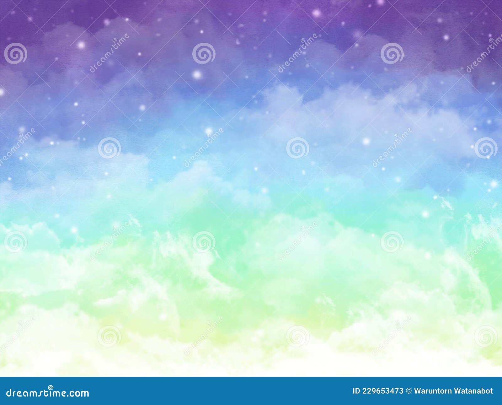 Rainbow Galaxy Sky with Glitter Stars Background Stock Illustration ...