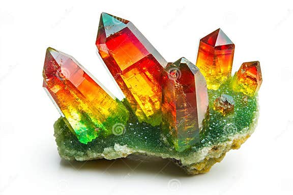 A Rainbow Gem with a Titanium Color Stone, Isolated on a Clean White ...