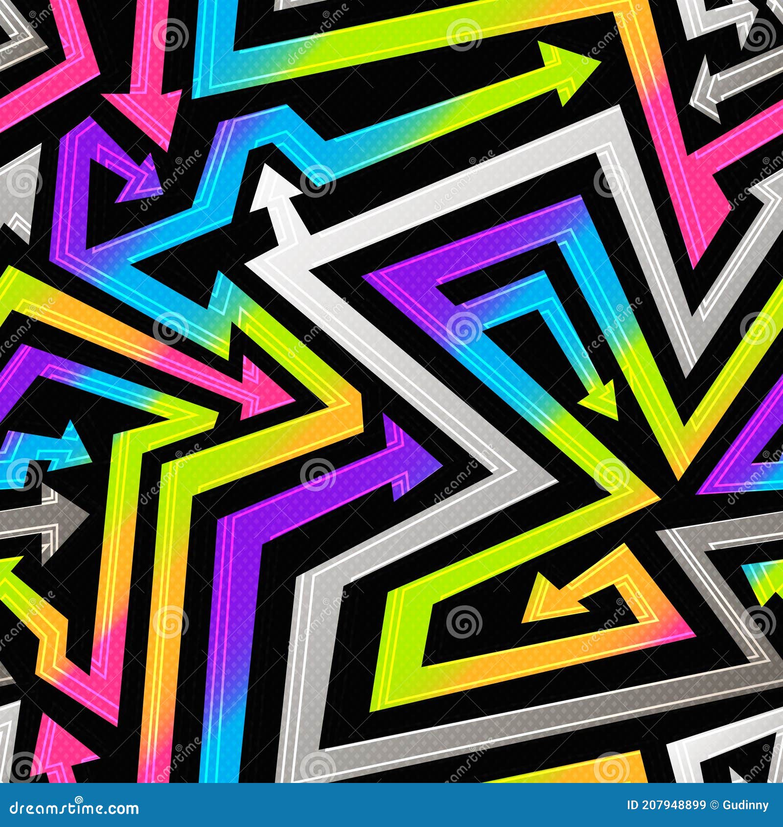 Rainbow Geometric Arrows. Seamless Pattern Stock Vector - Illustration ...