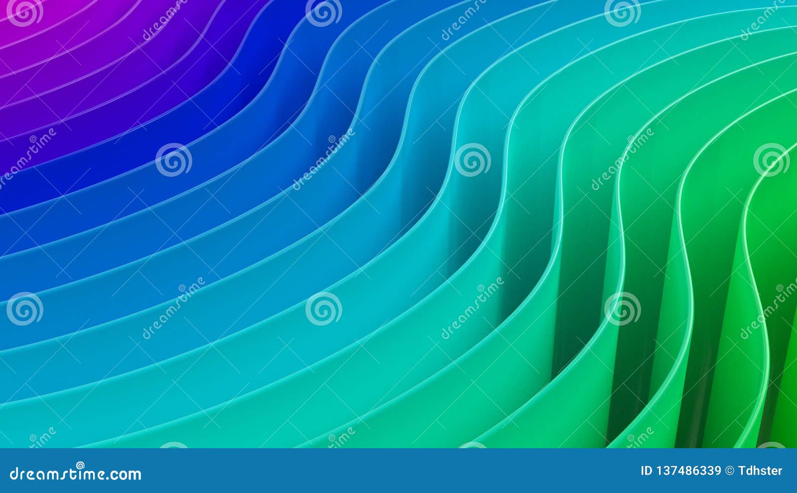 Rainbow Geometric Curved Colorful Prism Light 3d Illustration Stock ...