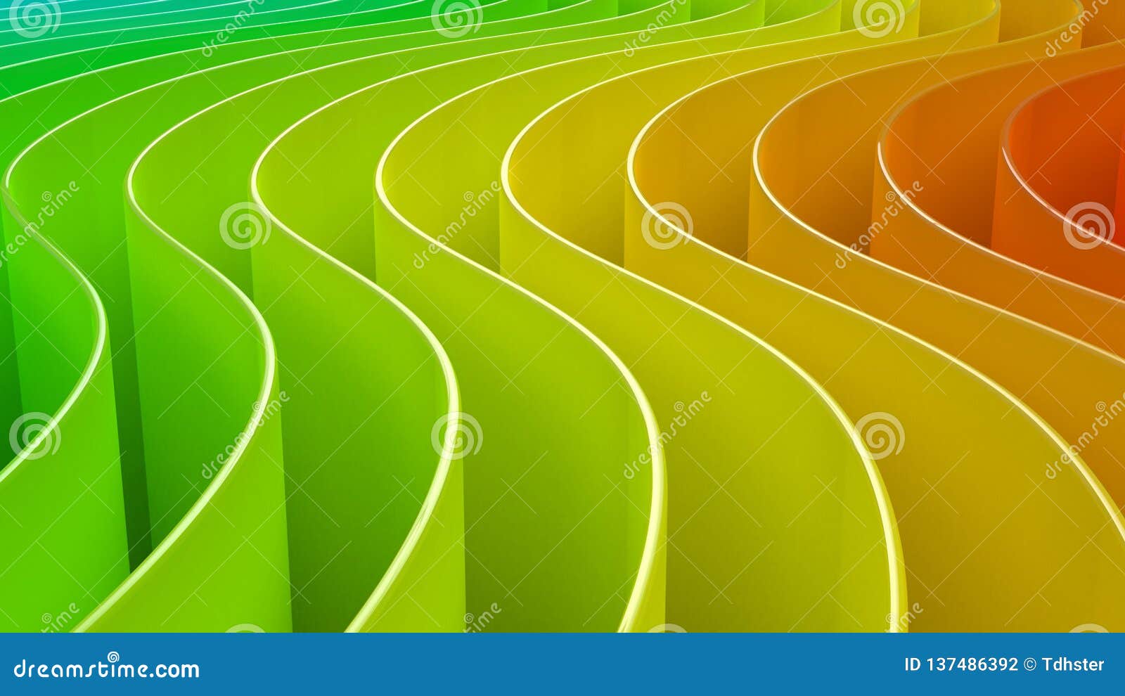 Rainbow Geometric Curved Colorful Prism Light 3d Illustration Stock ...