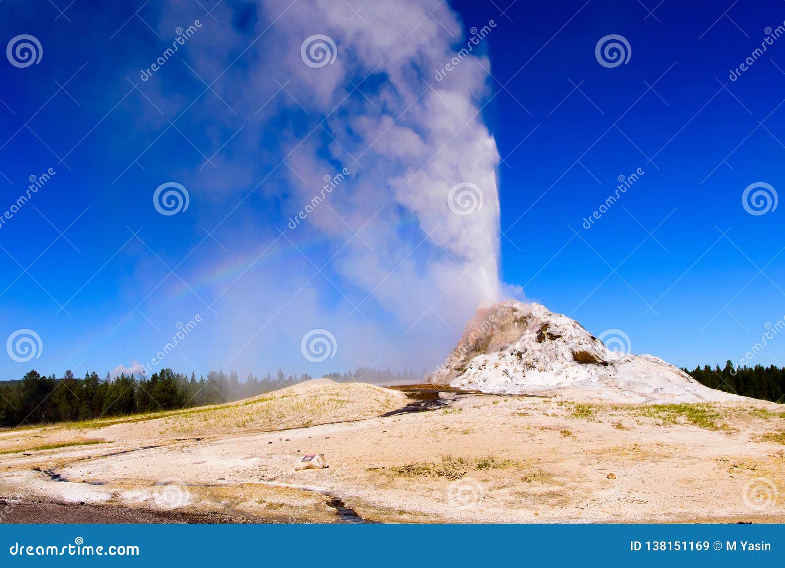 Rainbow Geyser Yellowstone Park Stock Image - Image of geyser, rainbow ...