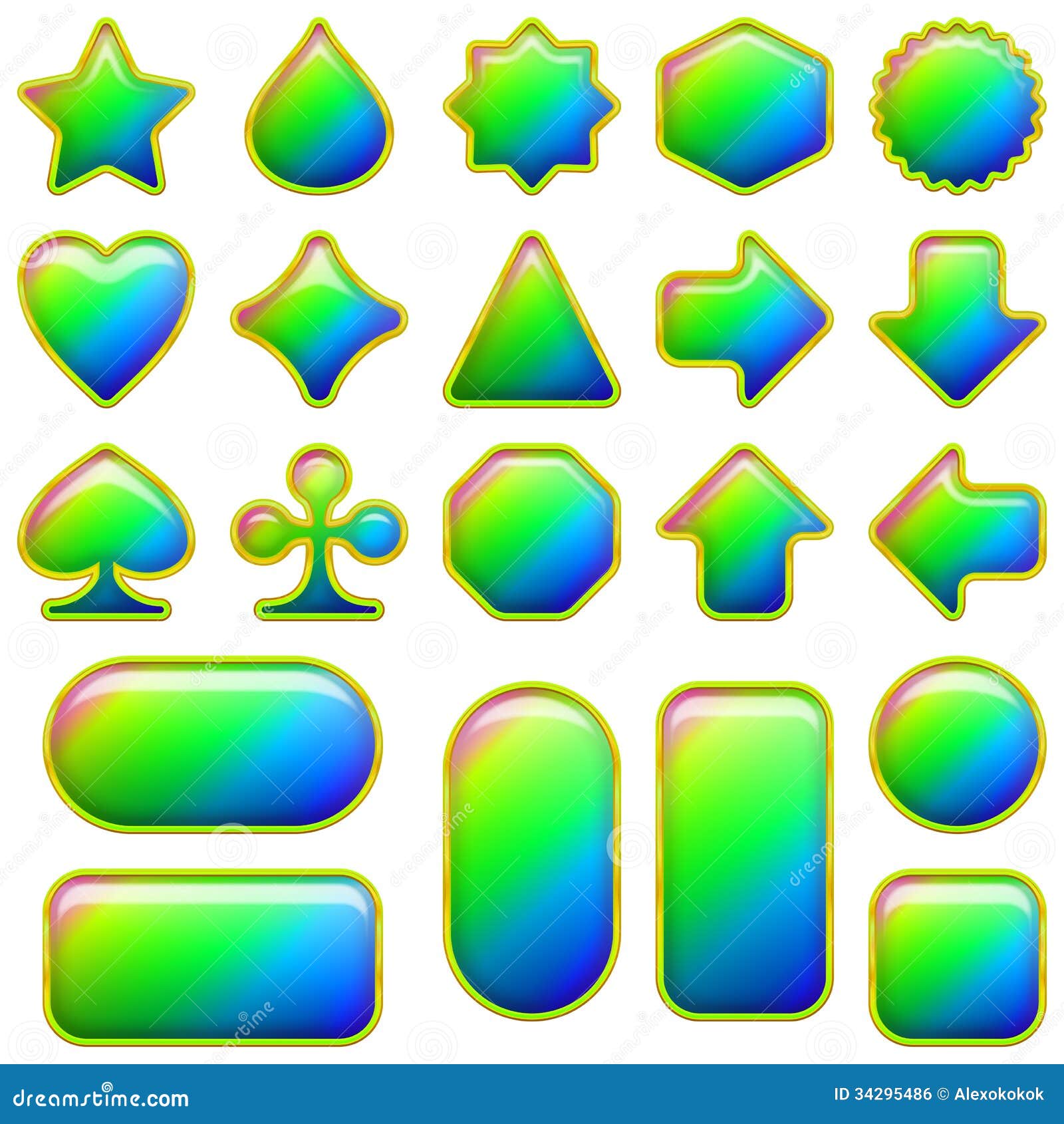 Rainbow glass buttons, set stock vector. Illustration of button - 34295486