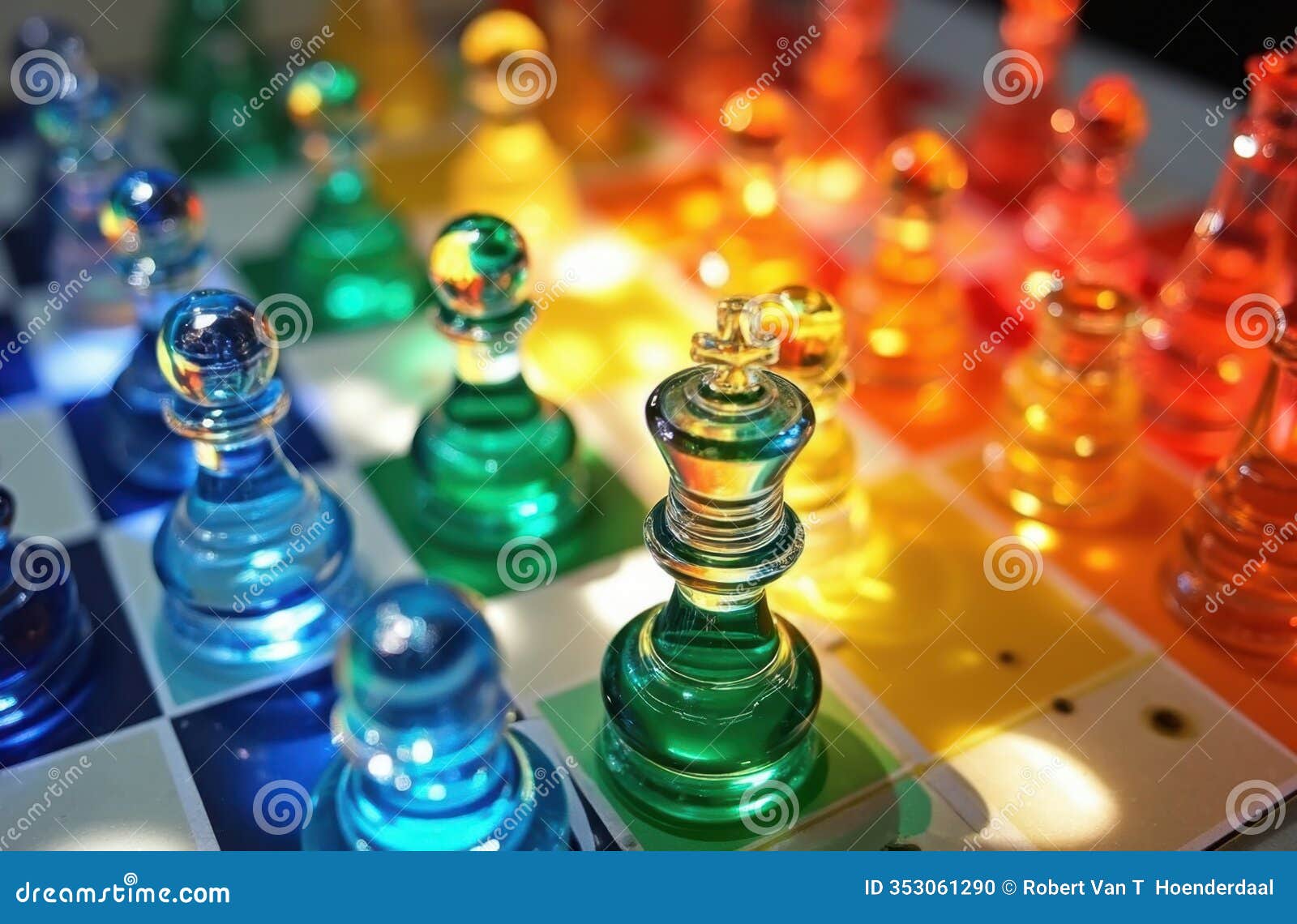 A Rainbow Glass Chess Board at 4-1-2024 Stock Illustration ...