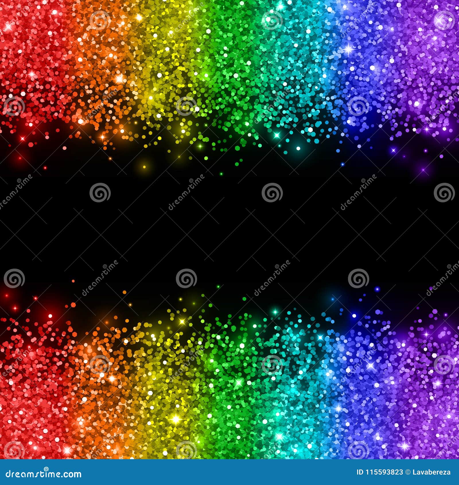 Rainbow Glitter on Black Background. Vector Stock Vector - Illustration ...