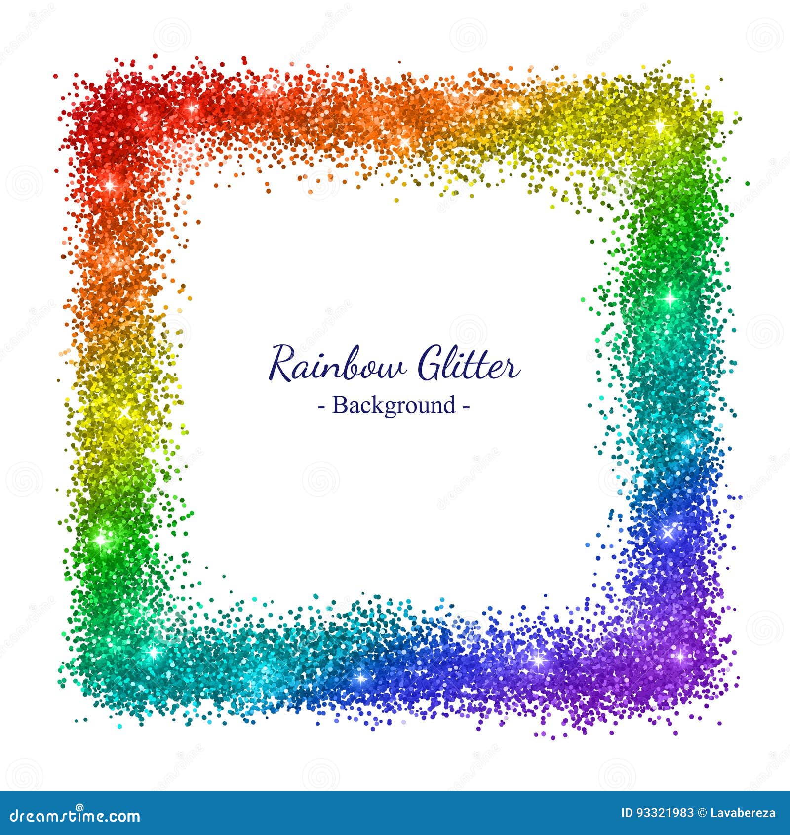 Rainbow Glitter Square Frame on White Background. Vector Stock Vector ...