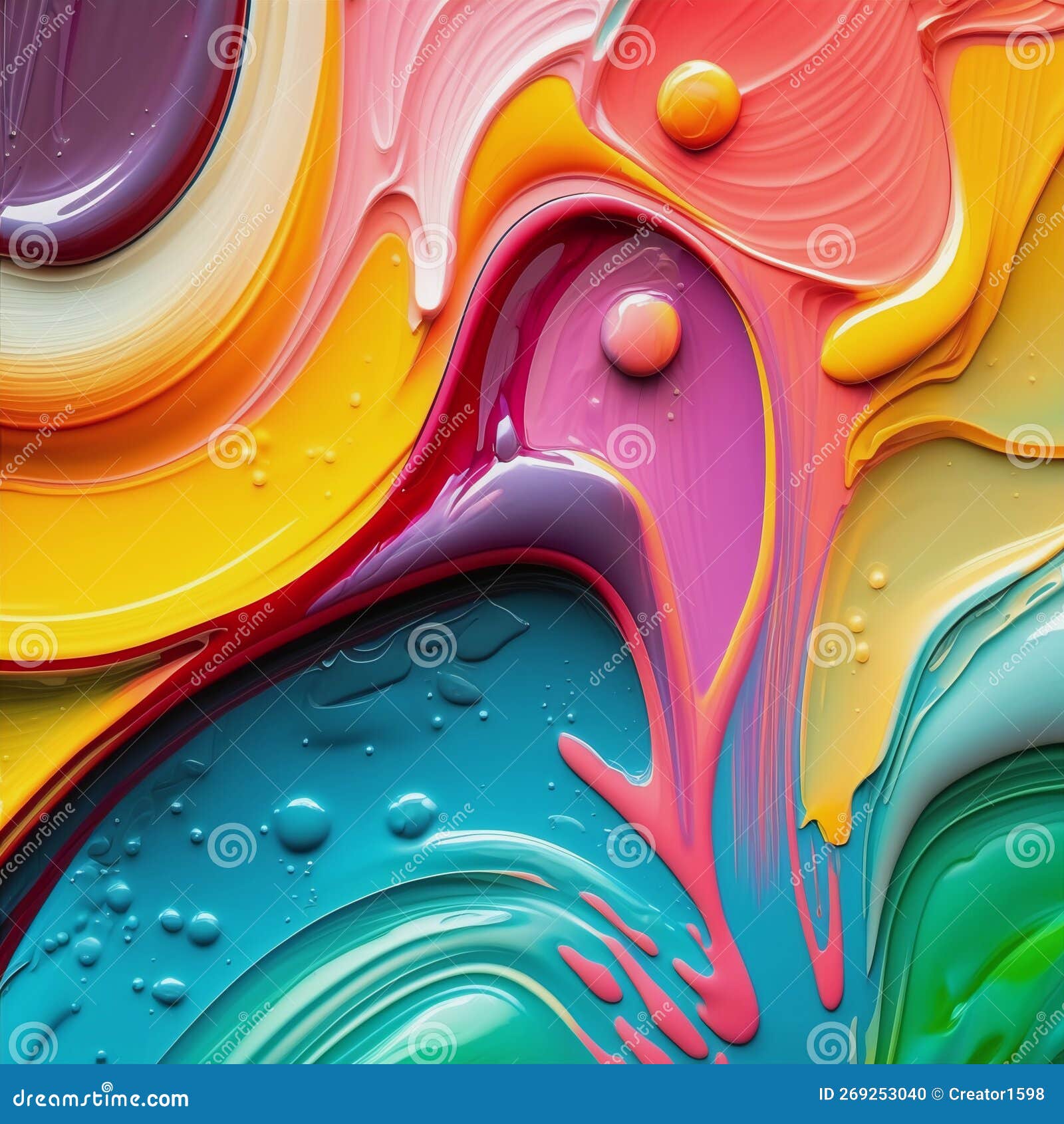 Rainbow Glossy Paint Bright Colorful Abstract Backdrop. Stock ...