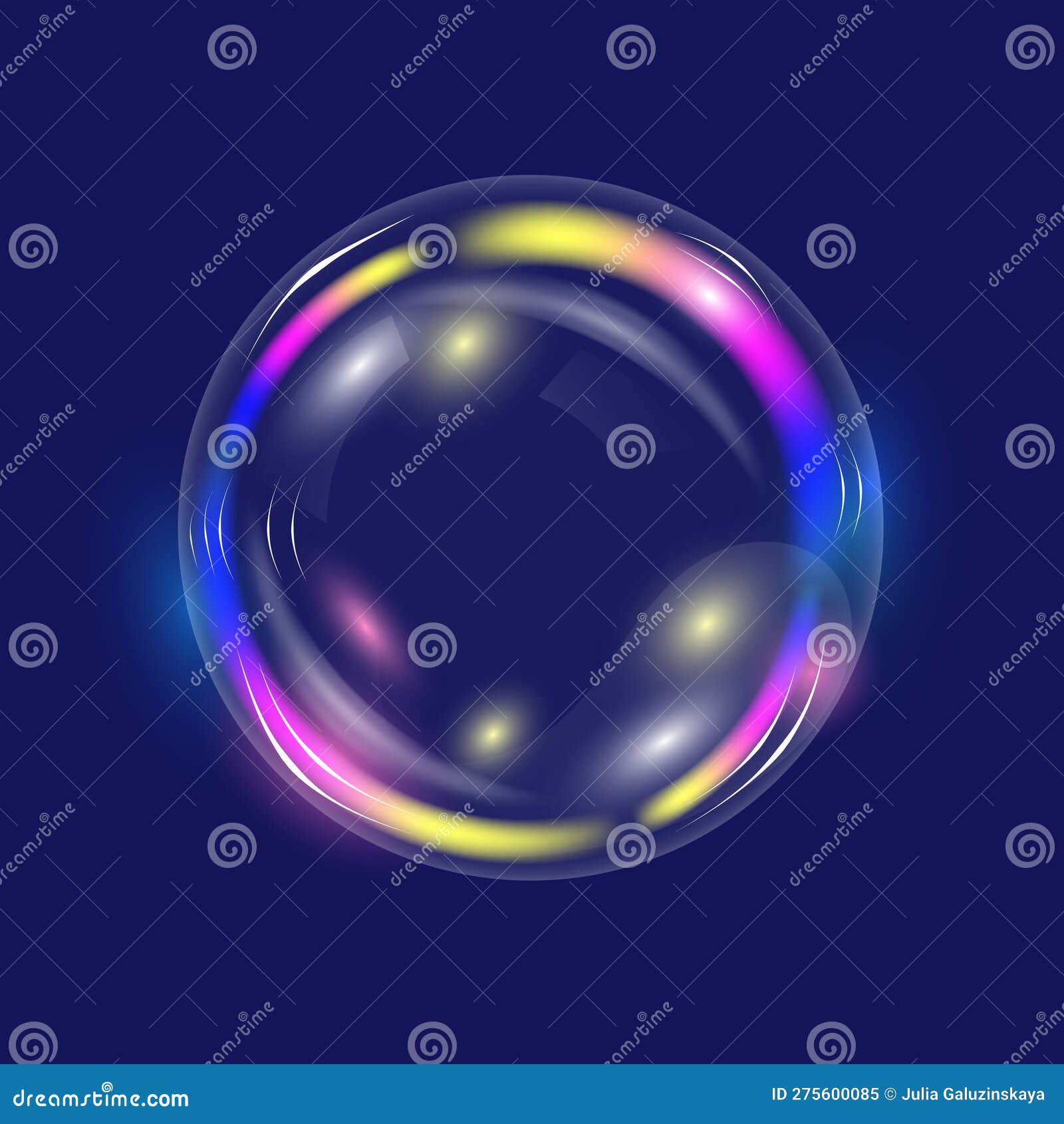 Rainbow Glossy Soap Bubble. Realistic Transparent 3d Vector Sphere ...