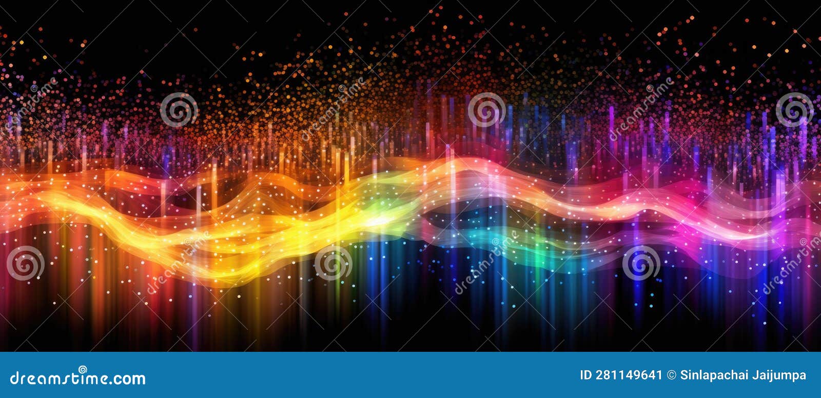 Rainbow Glow Wave Particle Abstract Background. Light Blurred of ...