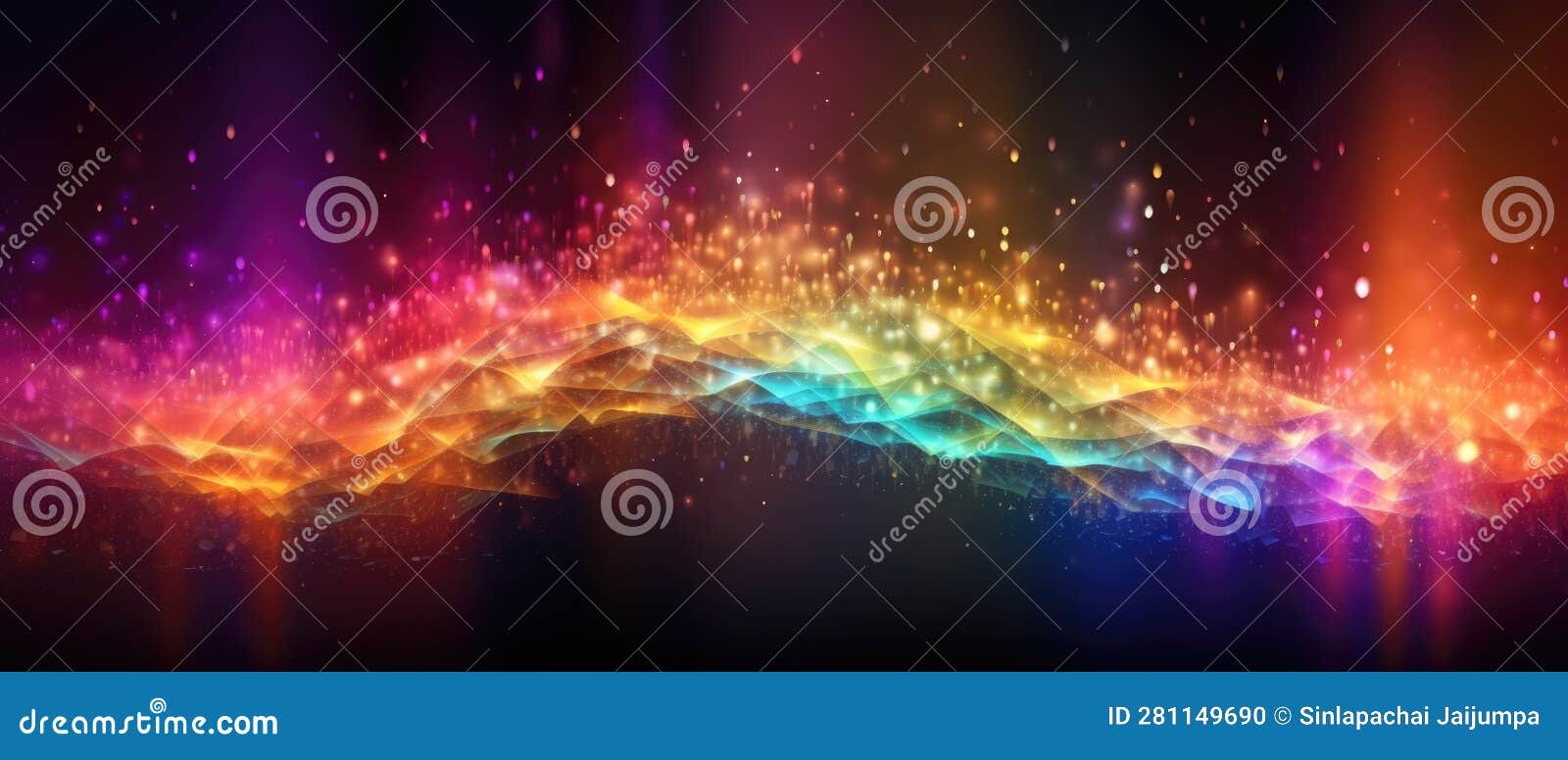Rainbow Glow Wave Particle Abstract Background. Light Blurred of ...