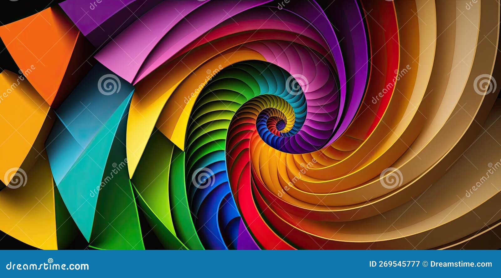 Rainbow and Gold Gradient Abstract Recursive Spiral Texture Pattern ...