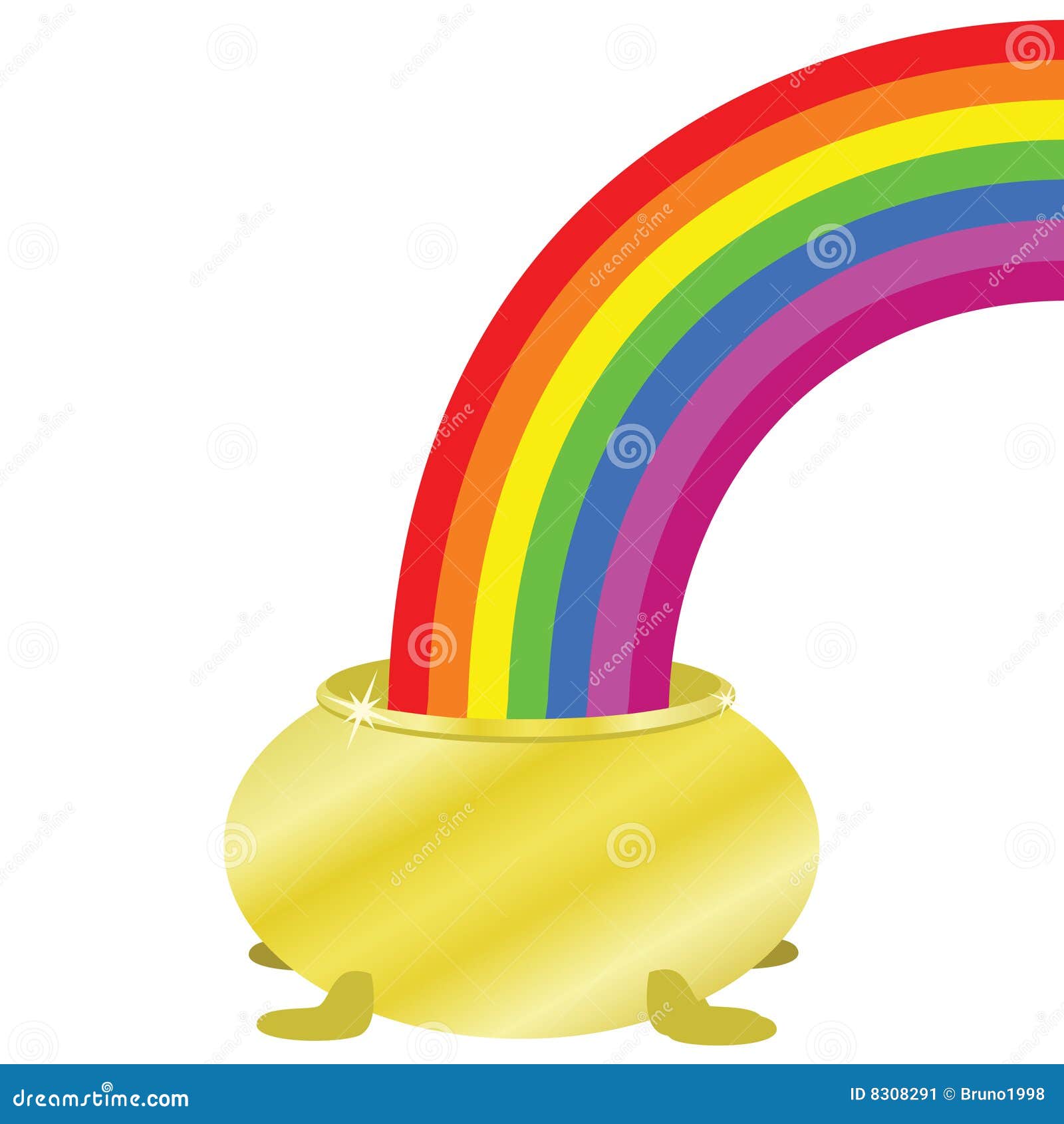 Rainbow and golden pot stock vector. Illustration of blue - 8308291