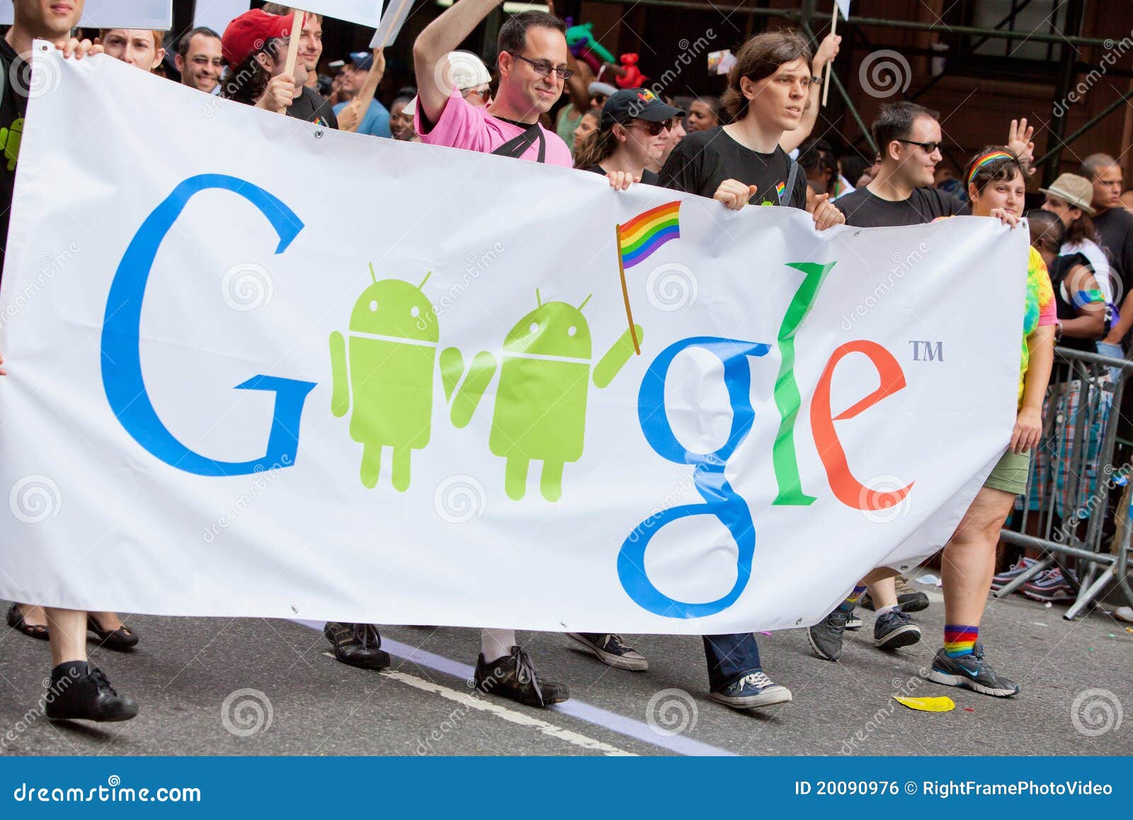 Rainbow Google in NYC editorial photo. Image of couple - 20090976