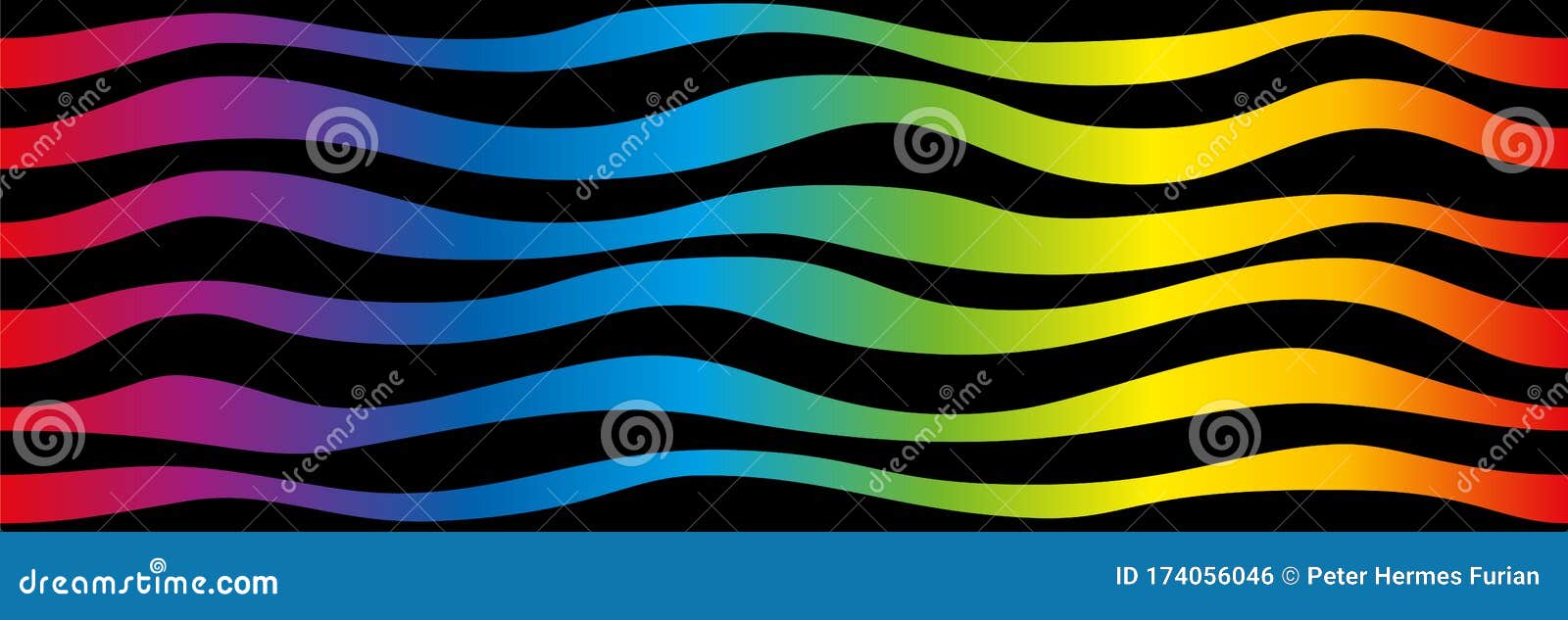 Rainbow Gradient Colored Waves Black Background Stock Vector ...