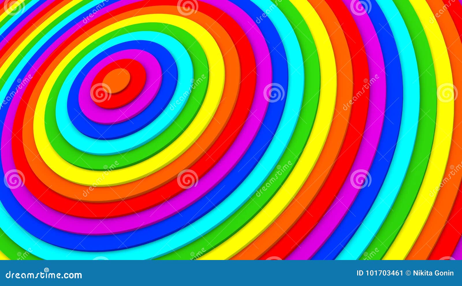Rainbow Gradient Concentric Rings 3D Rendering Stock Illustration ...
