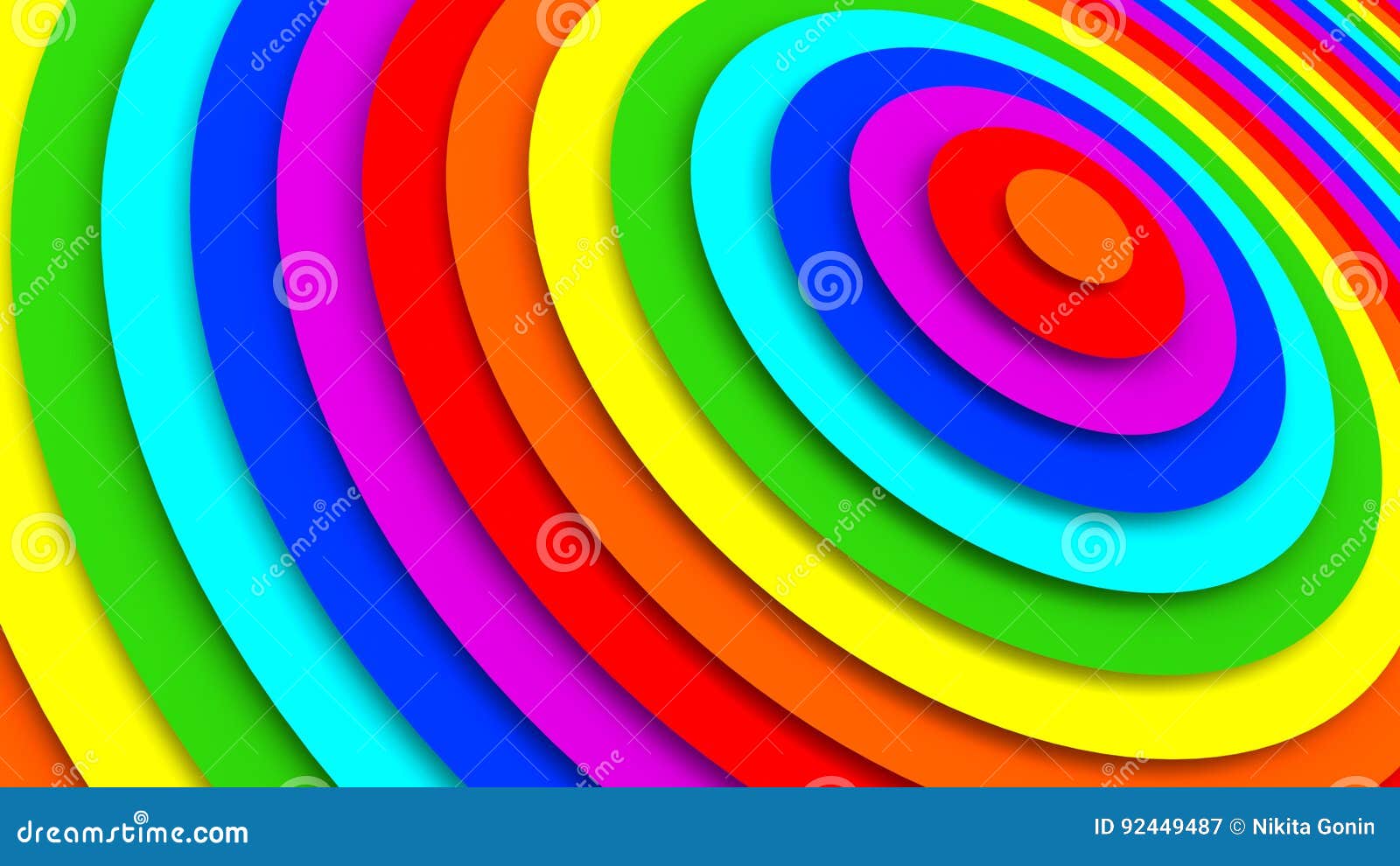 Rainbow Gradient Concentric Rings 3D Rendering Stock Illustration ...