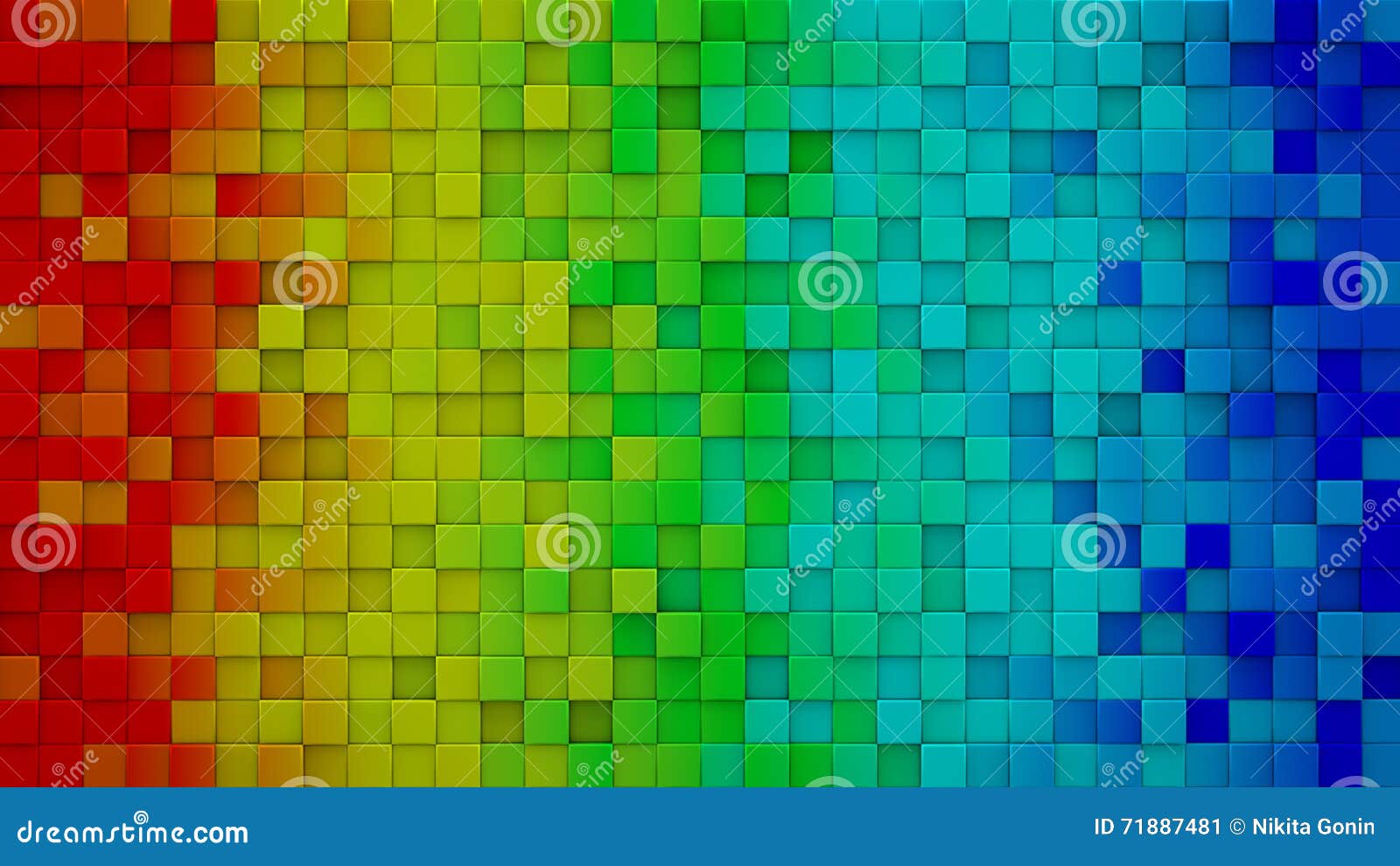 Rainbow Gradient Cubes 3D Render Stock Illustration - Illustration of ...