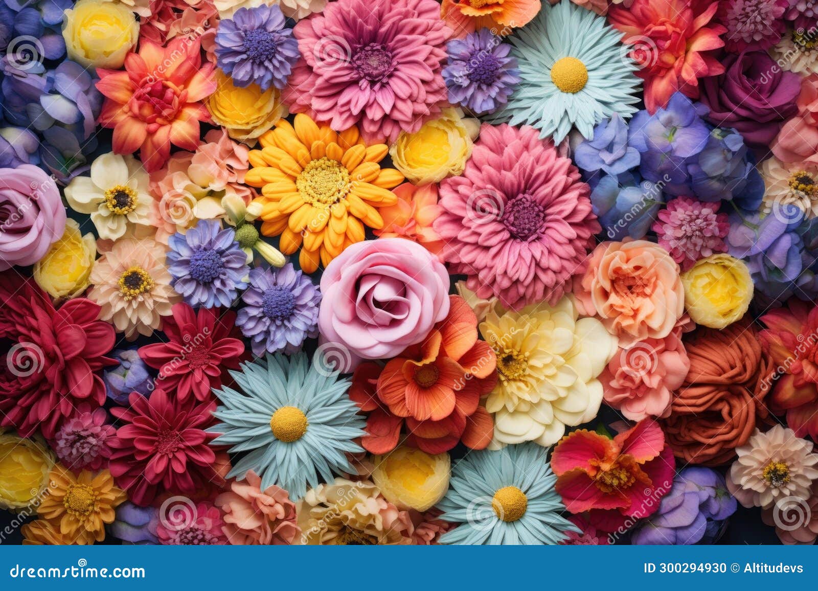 A Rainbow Gradient of Floral Blooms Shot from a Top-down Perspective ...