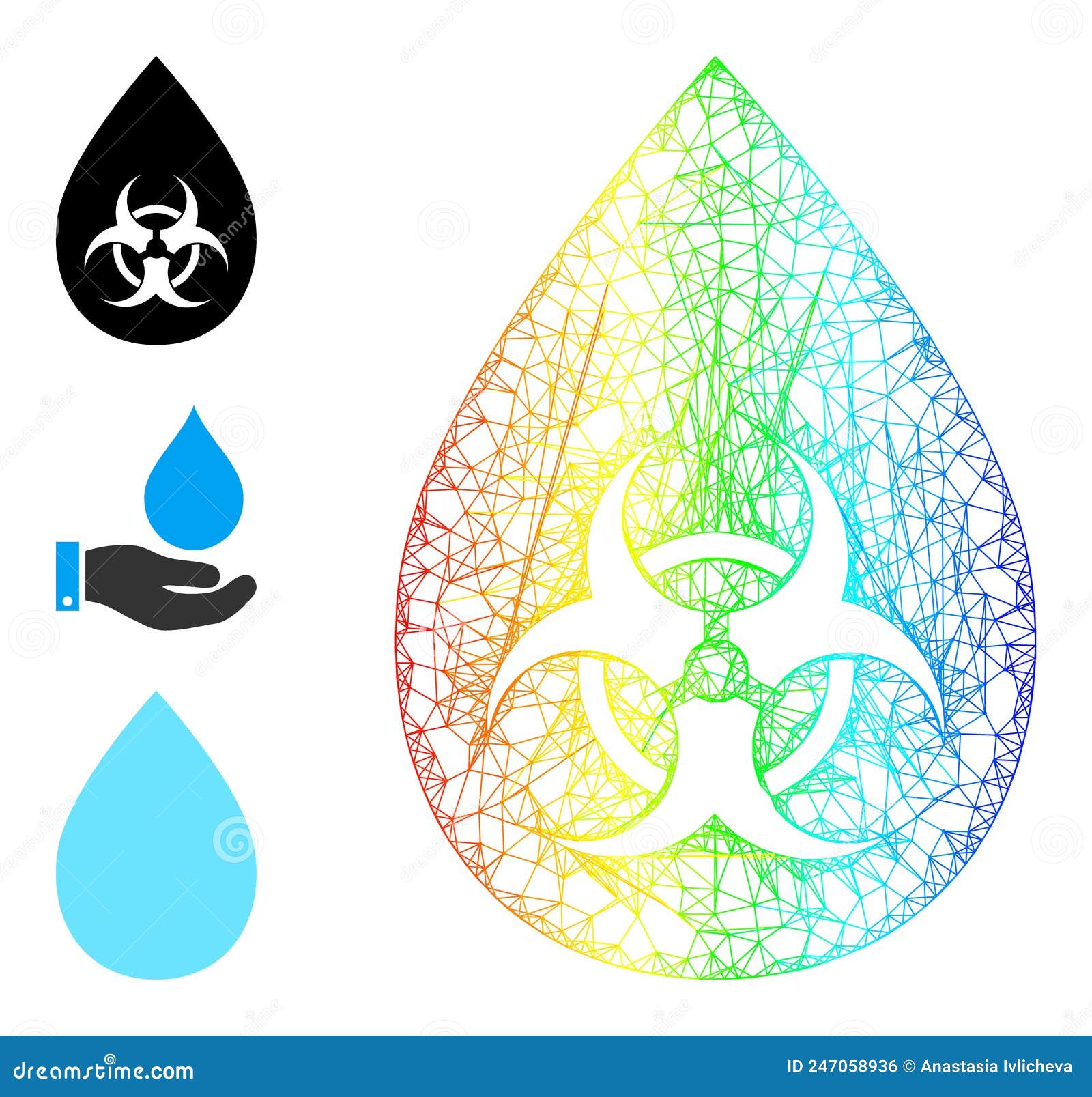 Rainbow Gradient Hatched Mesh Toxic Liquid Drop Icon Stock Illustration ...