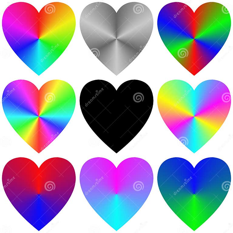 Rainbow Gradient Heart Icon Template Set Stock Vector - Illustration of ...