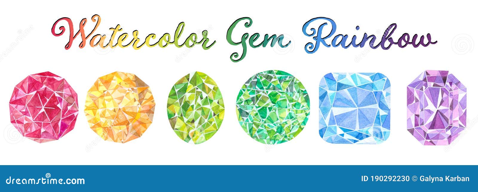 Rainbow Gradient Made with Handpainted Watercolor Gemstones. Set of ...