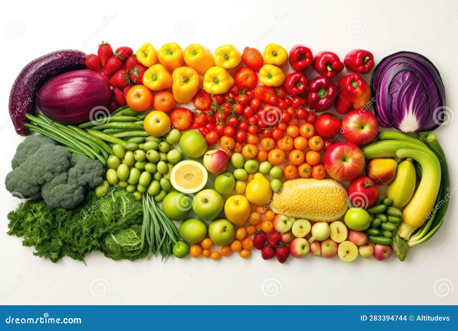 Rainbow Gradient Made of Various Fruits and Vegetables Stock Photo ...
